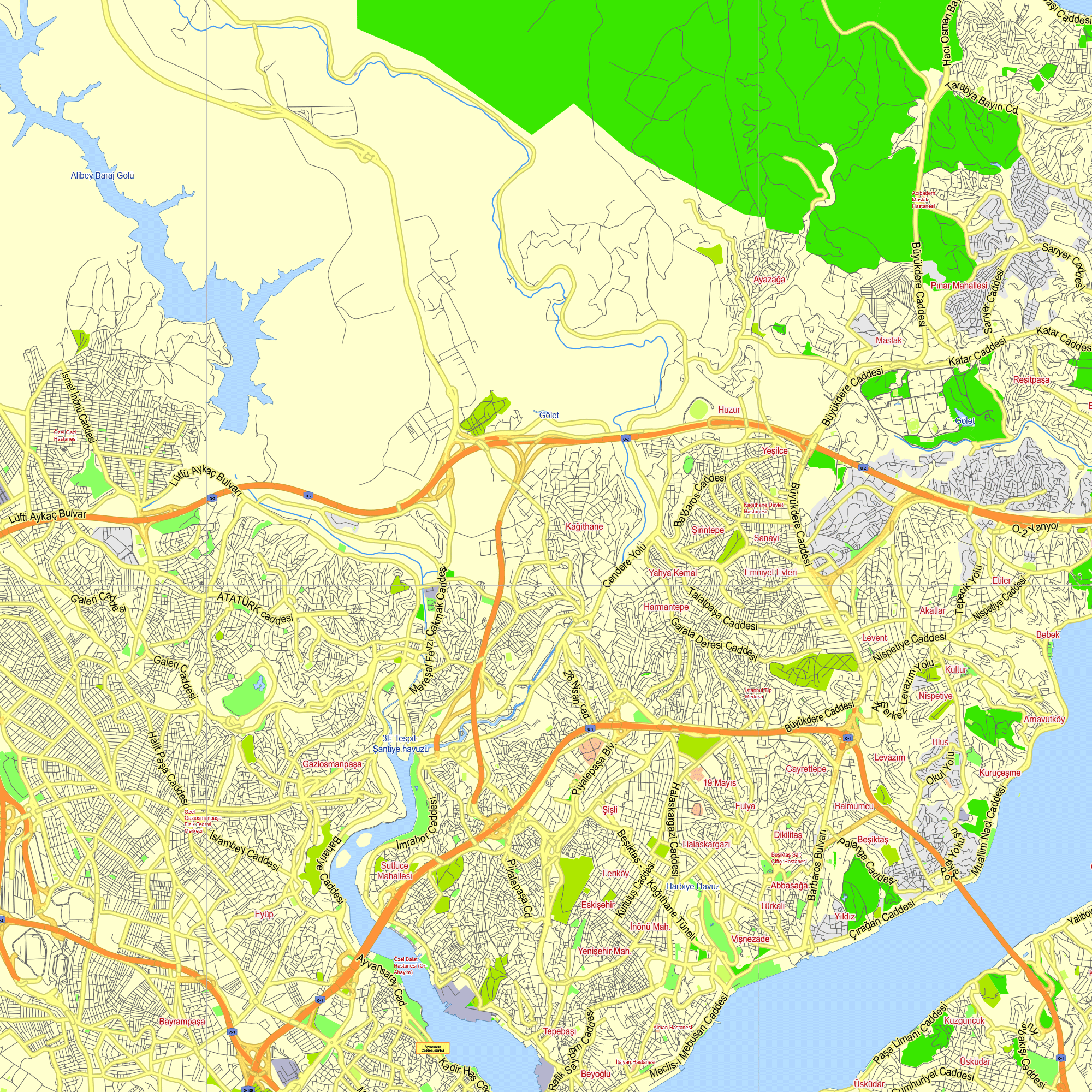 Istanbul Turkey printable editable layered PDF Vector Map – Maps in ...