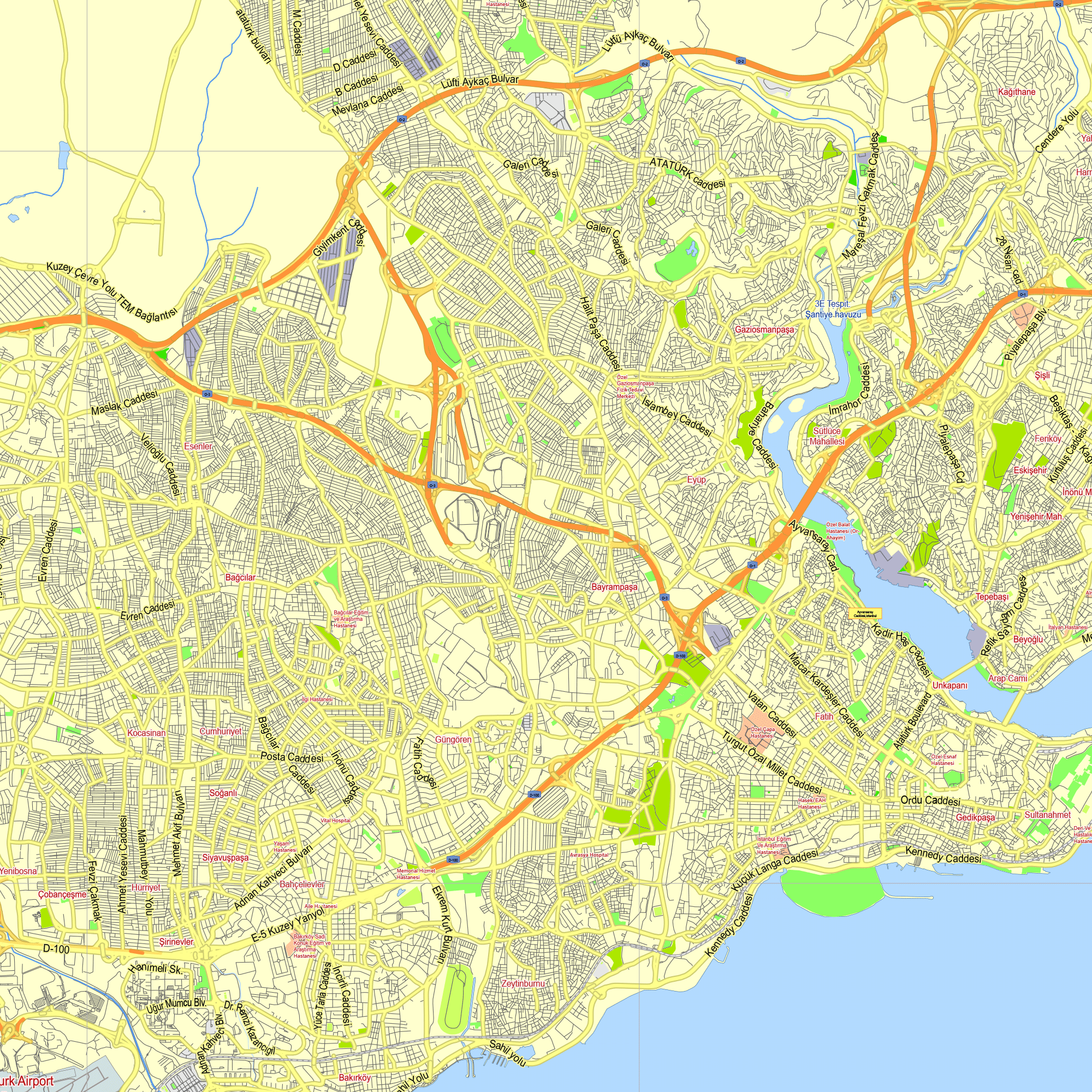 Istanbul Turkey printable editable layered PDF Vector Map – Maps in ...