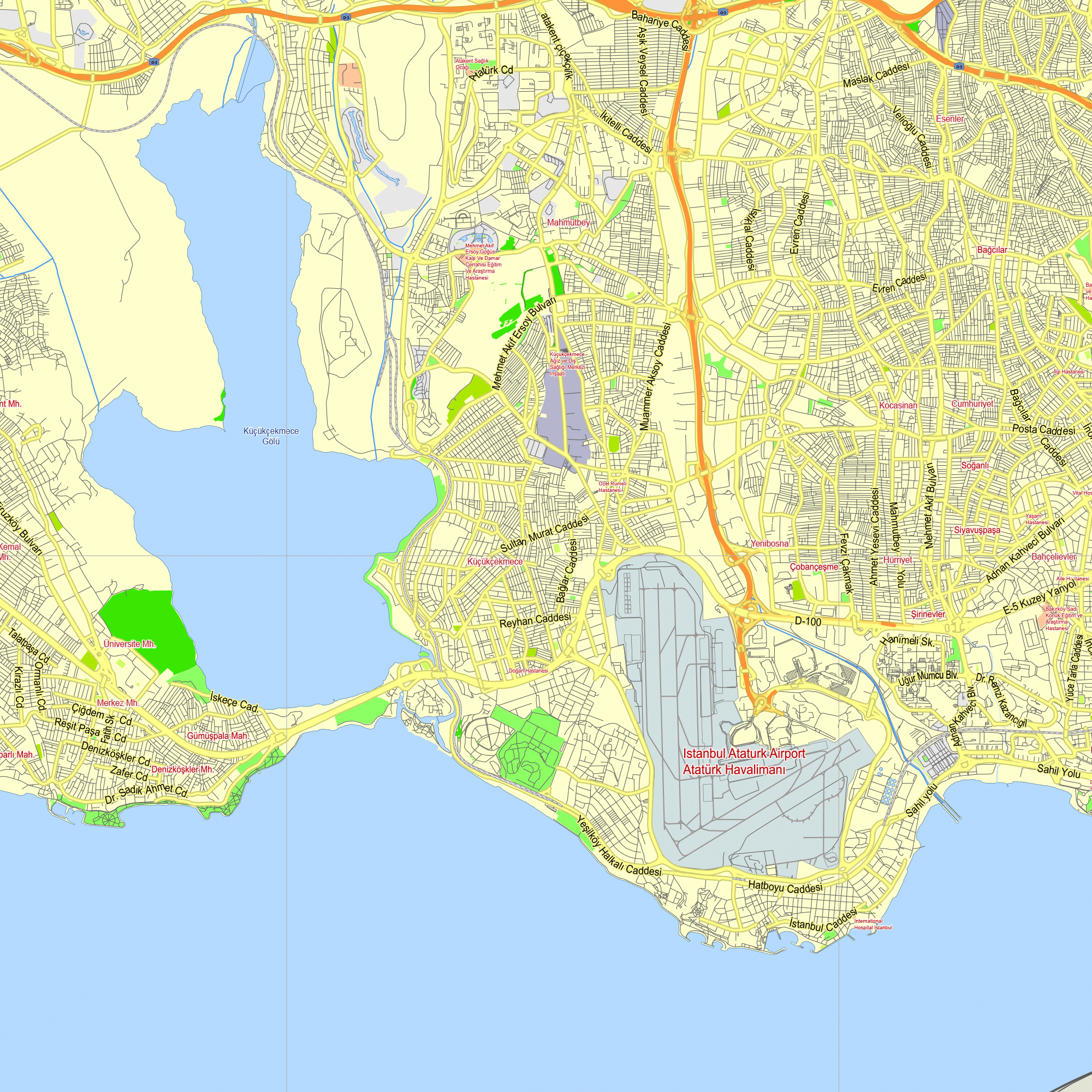 Istanbul Turkey printable editable layered PDF Vector Map – Maps in ...