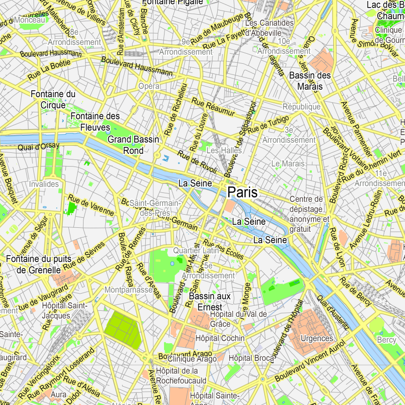 Paris France editable layered PDF Vector Map Paris France editable layered PDF Vector Map