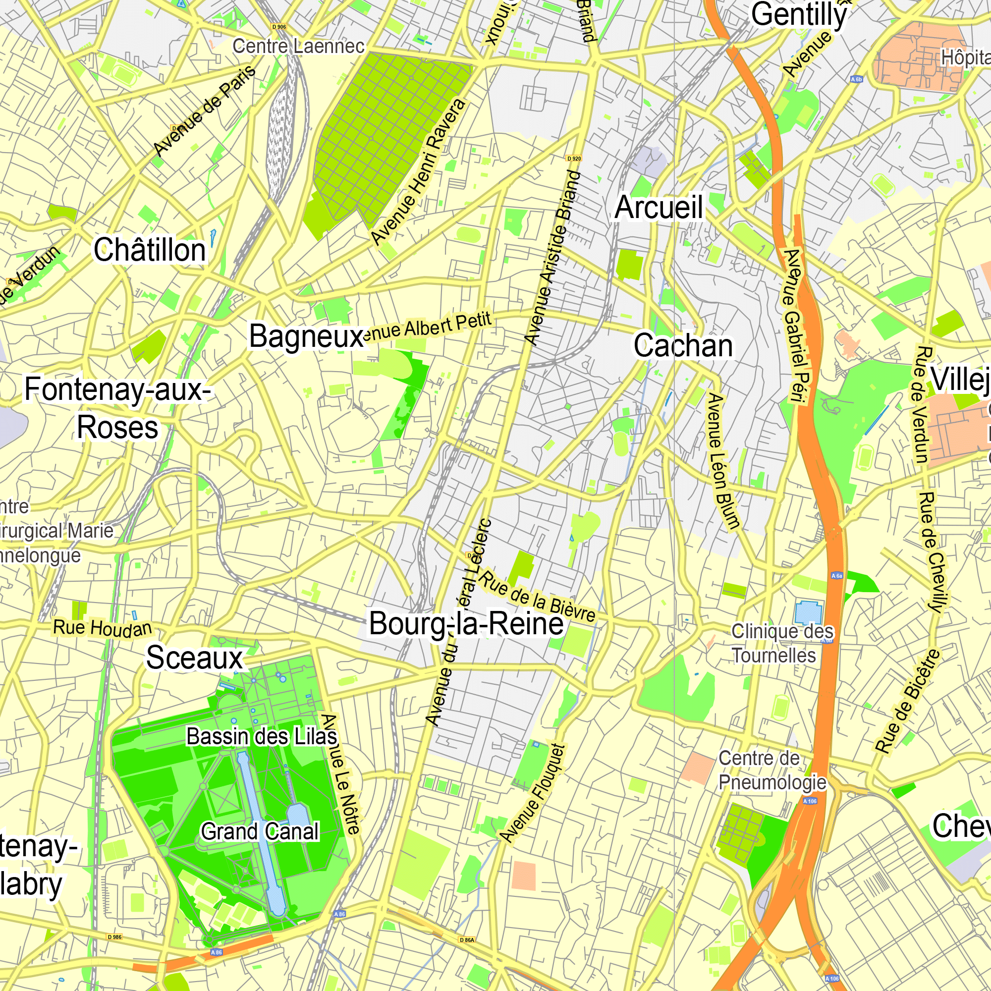 Paris France editable layered PDF Vector Map