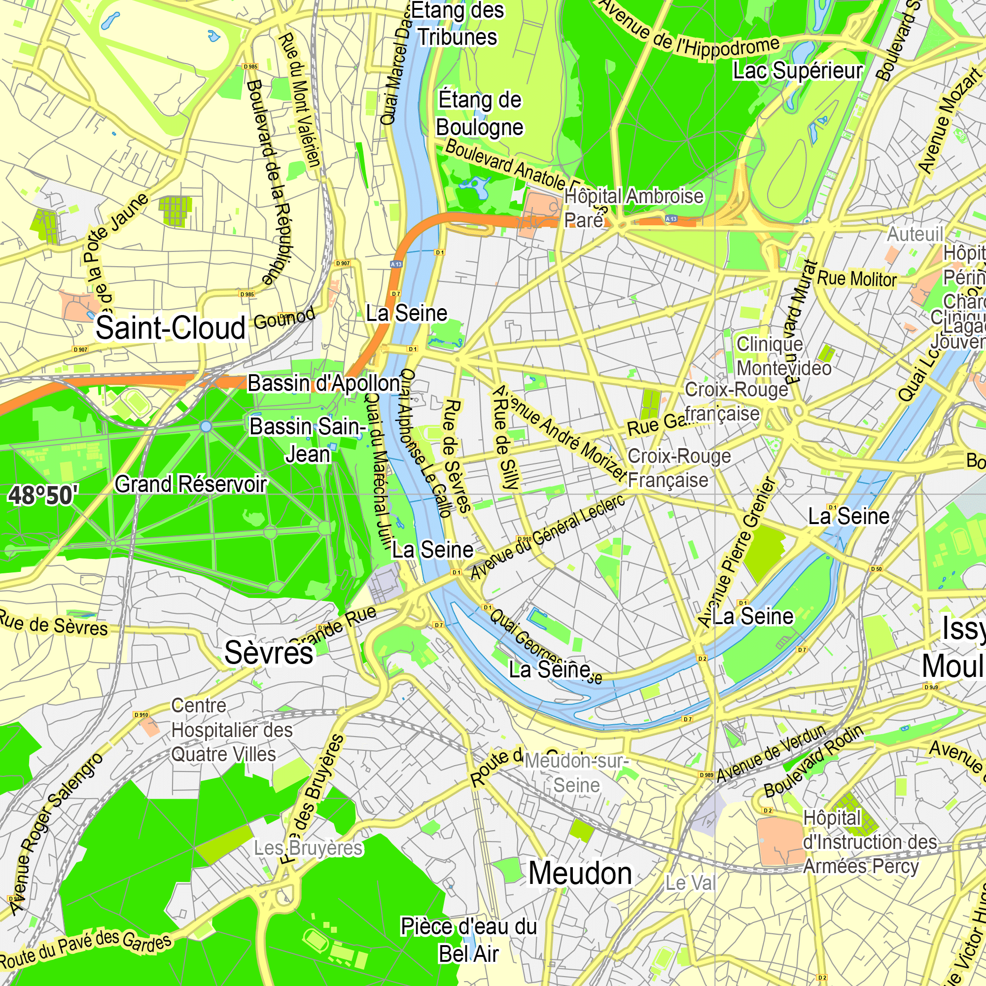 Paris France editable layered PDF Vector Map
