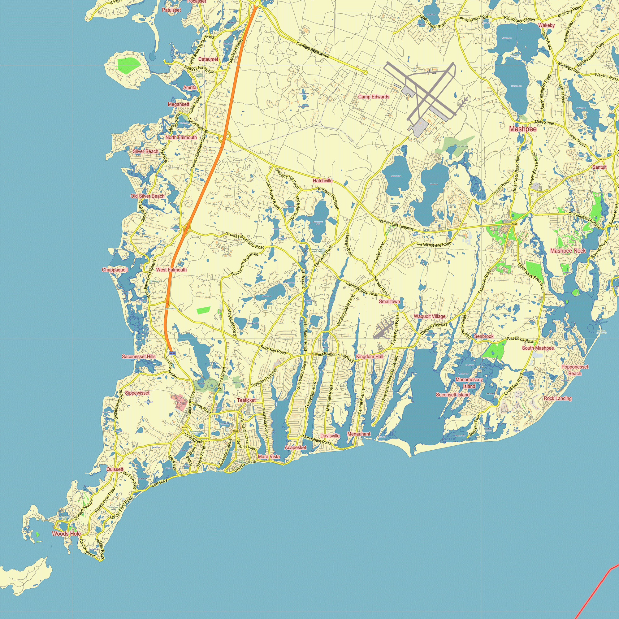 Martha's Vineyard + Cape Cod Massachusetts US printable editable ...