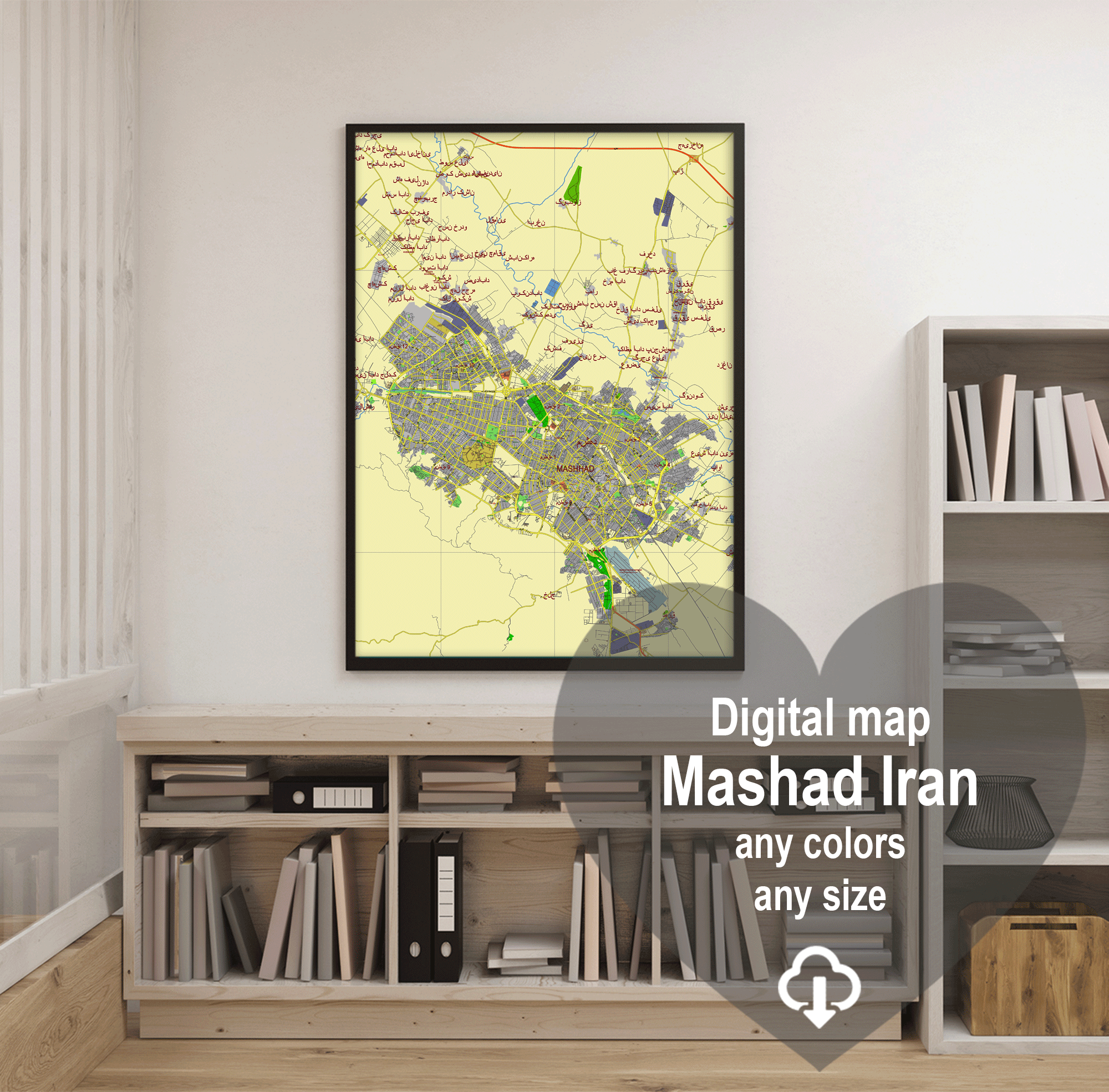 Mashhad Iran printable editable layered PDF Vector Map https ...