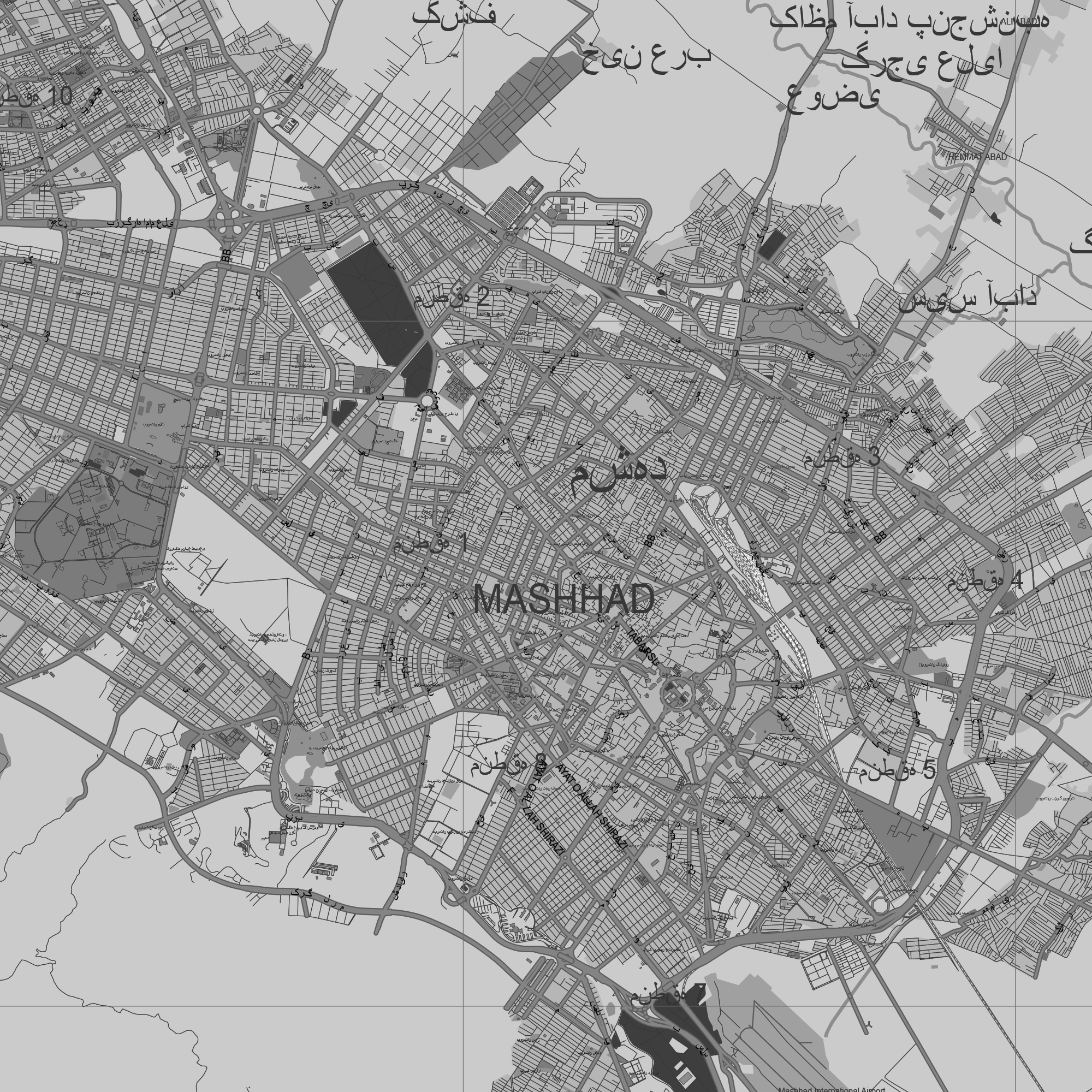 Mashhad Iran printable editable layered PDF Vector Map – Maps in Vector ...