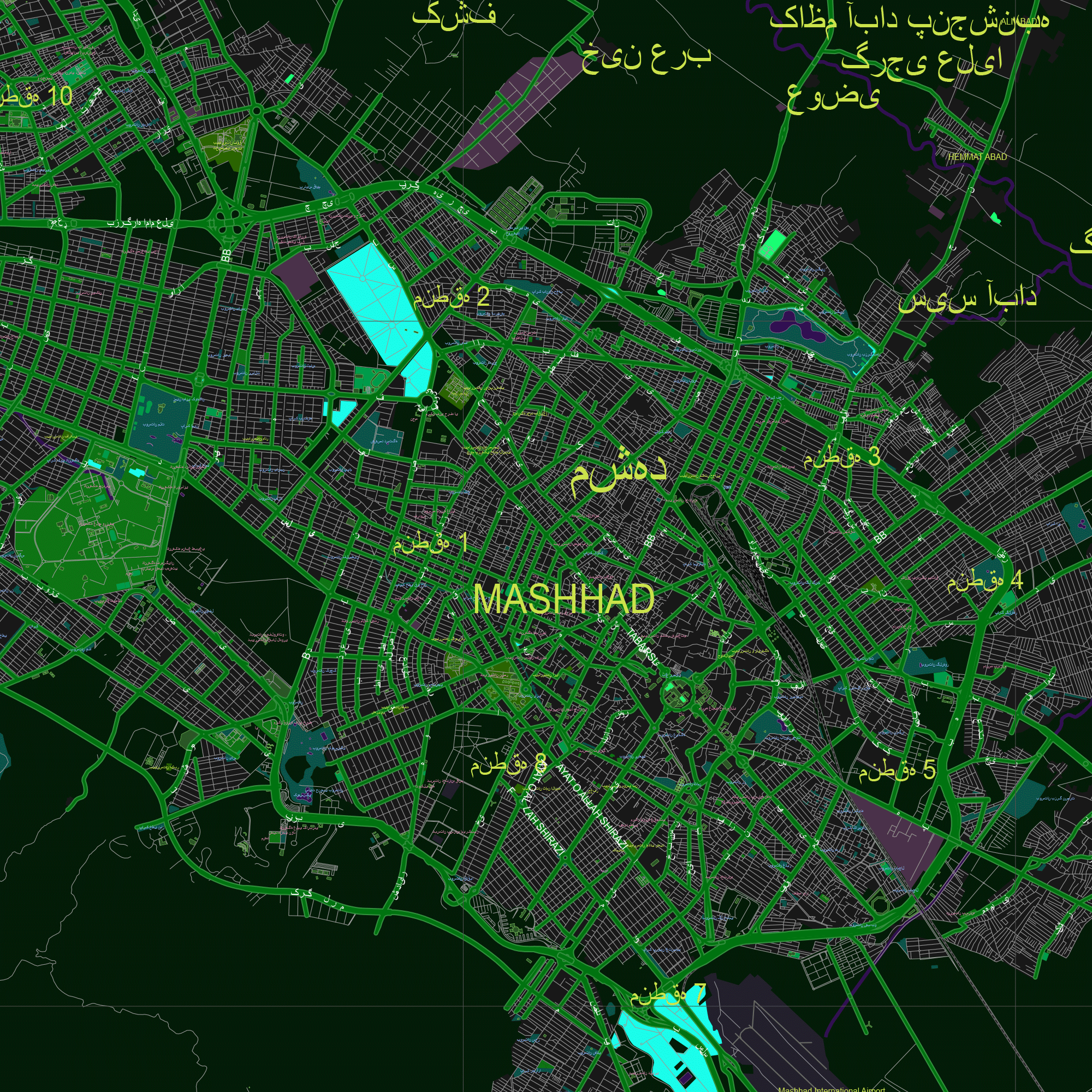 Mashhad Iran printable editable layered PDF Vector Map – Maps in Vector ...