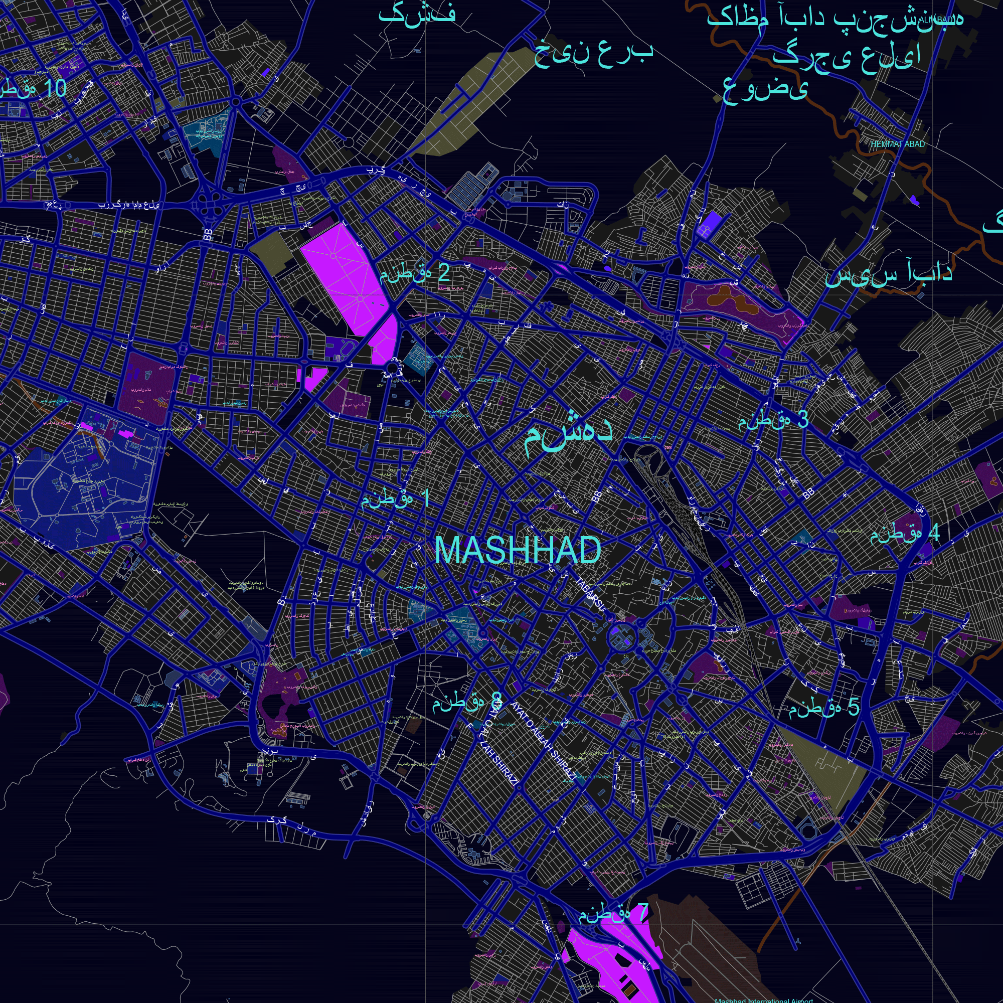 Mashhad Iran printable editable layered PDF Vector Map – Maps in Vector ...