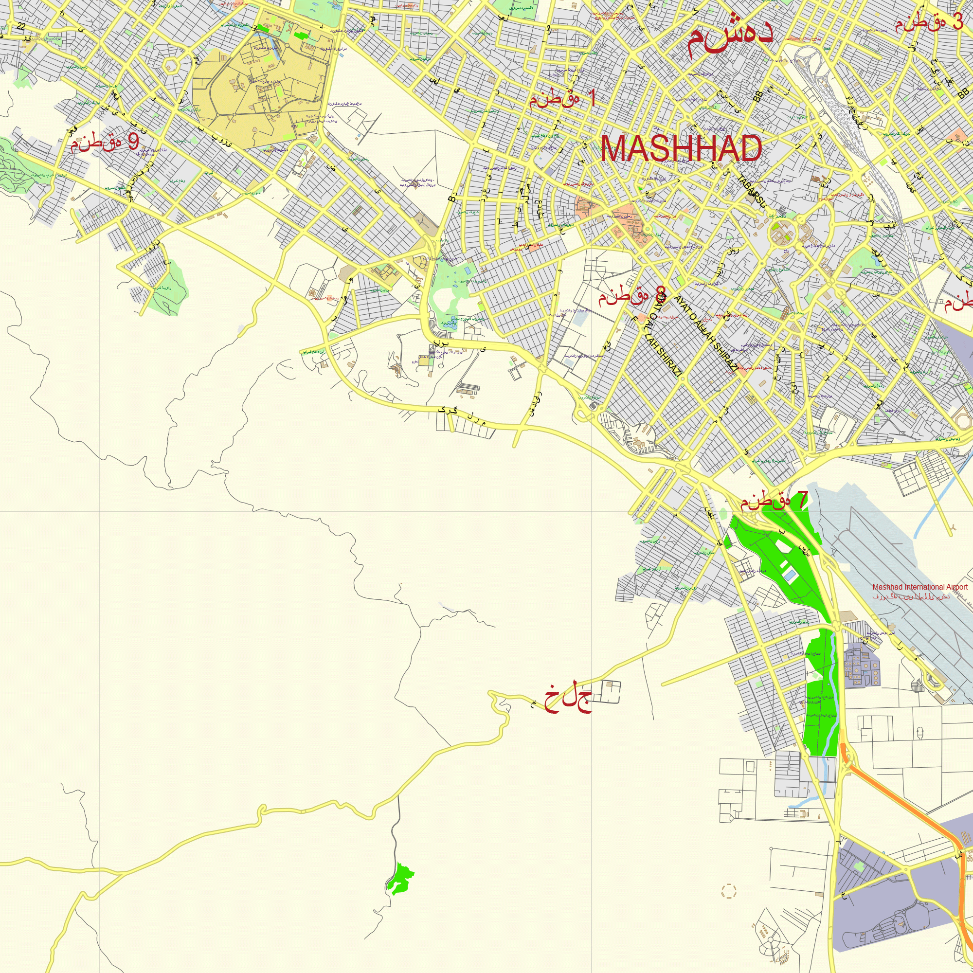Mashhad Iran printable editable layered PDF Vector Map – Maps in Vector ...