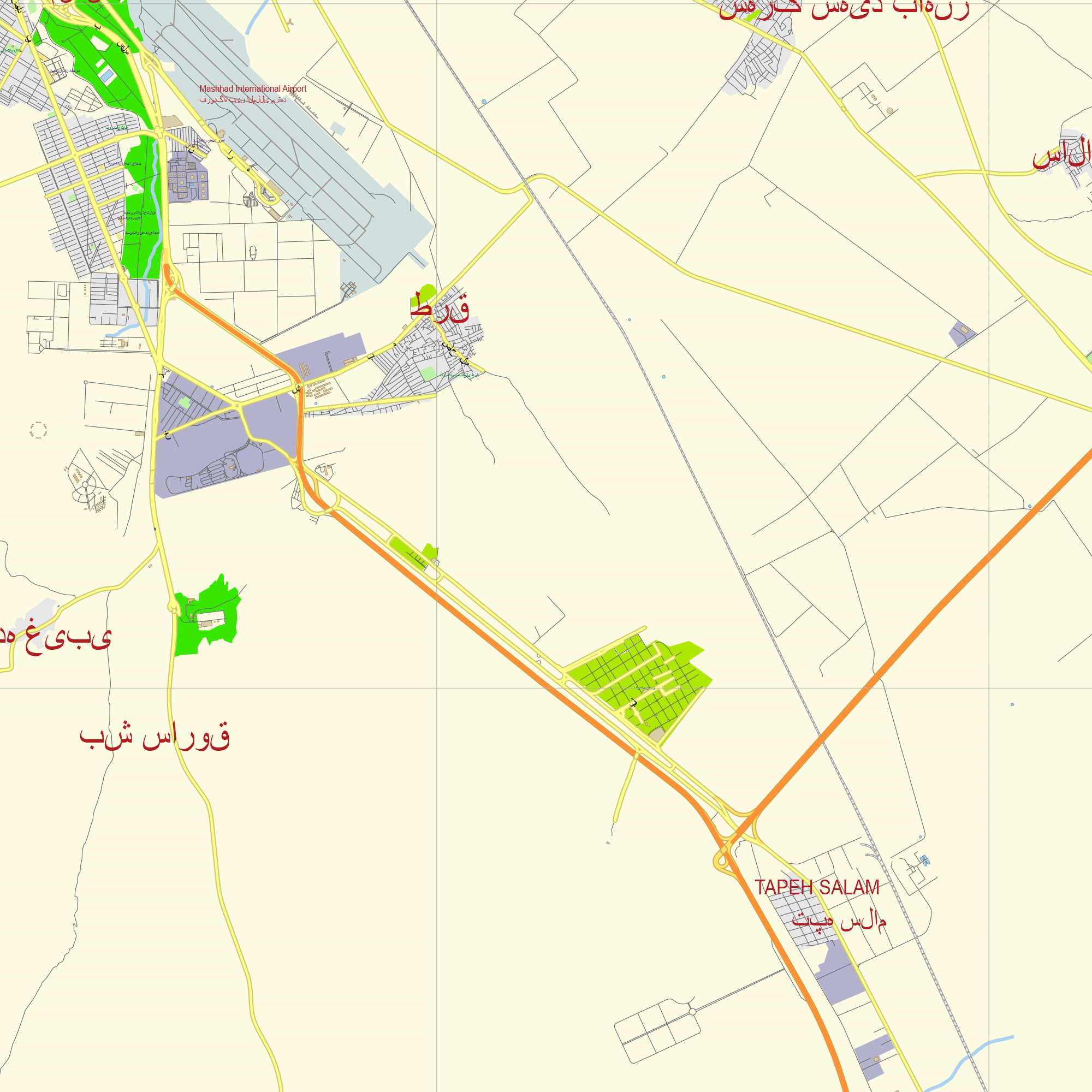 Mashhad Iran printable editable layered PDF Vector Map – Maps in Vector ...