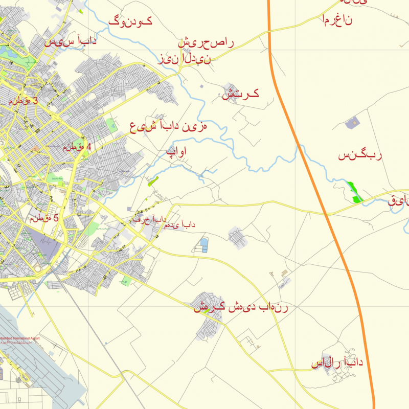 Mashhad Iran printable editable layered PDF Vector Map – Maps in Vector ...