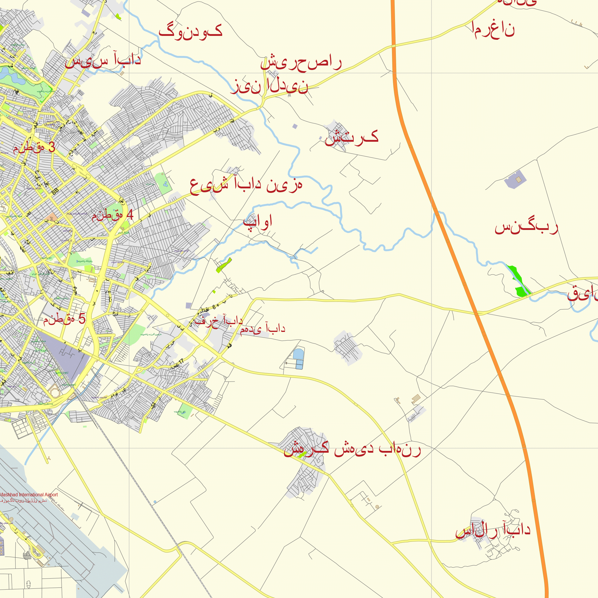 Mashhad Iran printable editable layered PDF Vector Map – Maps in Vector ...