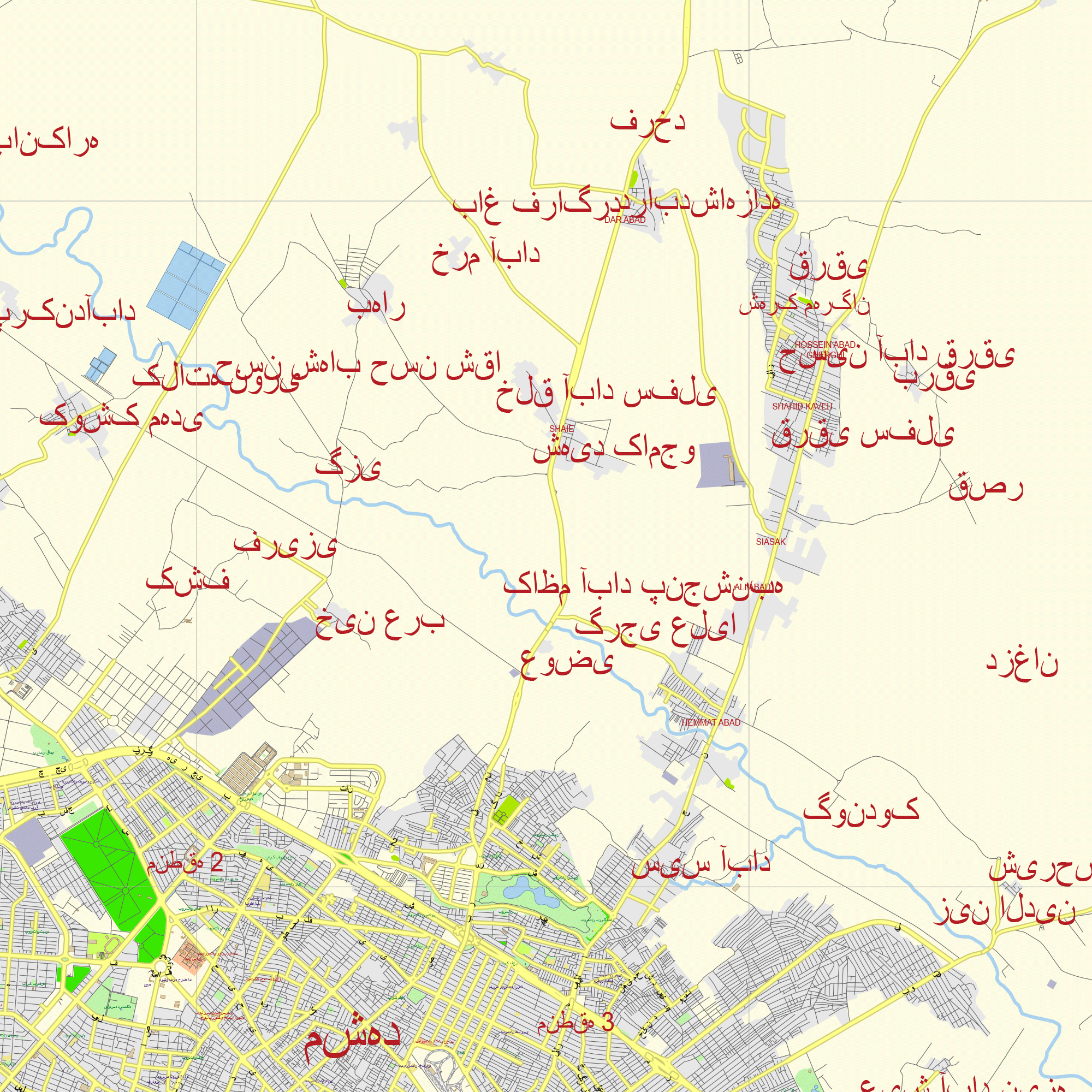 Mashhad Iran printable editable layered PDF Vector Map – Maps in Vector ...