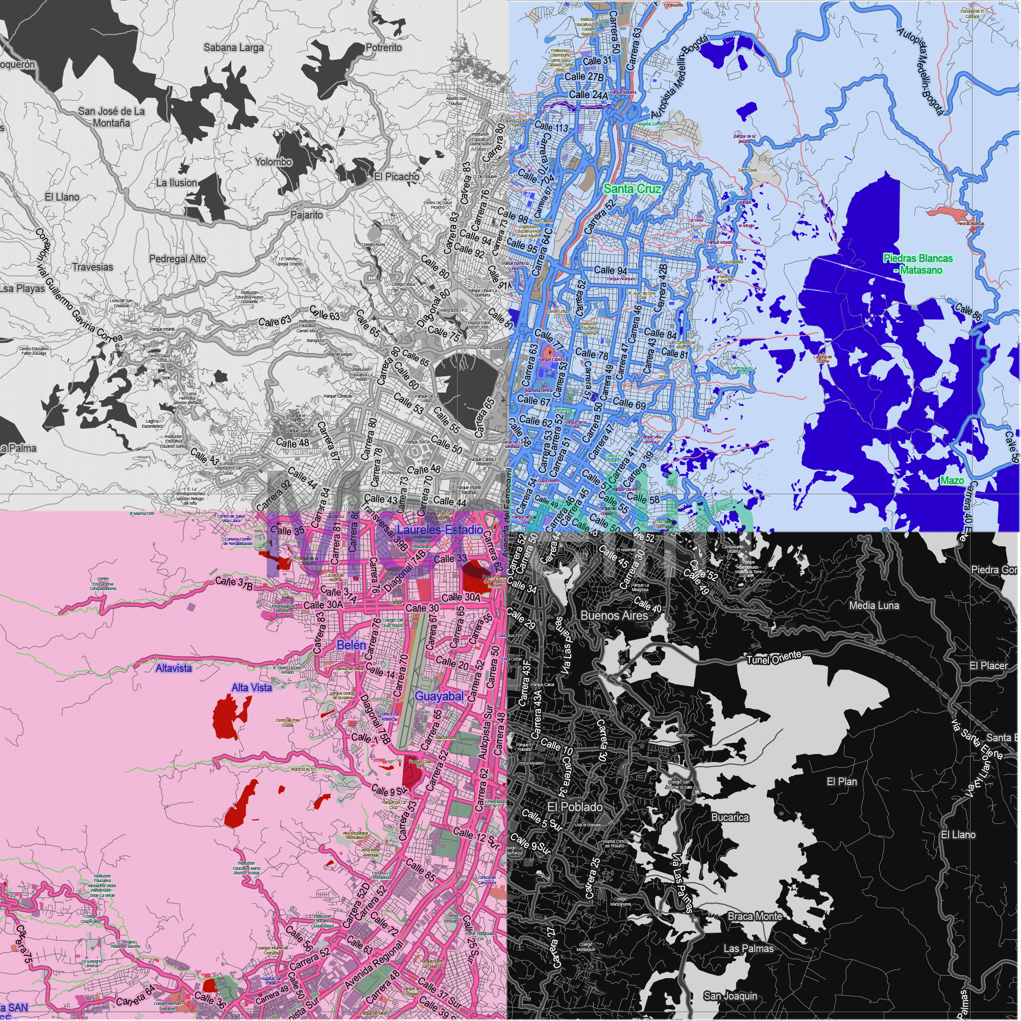 Medellin Colombia printable editable layered PDF Vector Map