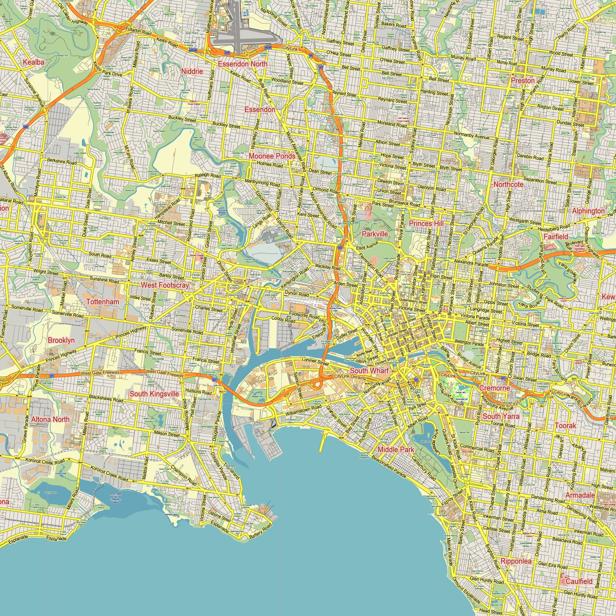 Melbourne Australia printable editable layered PDF Vector Map – Maps in ...