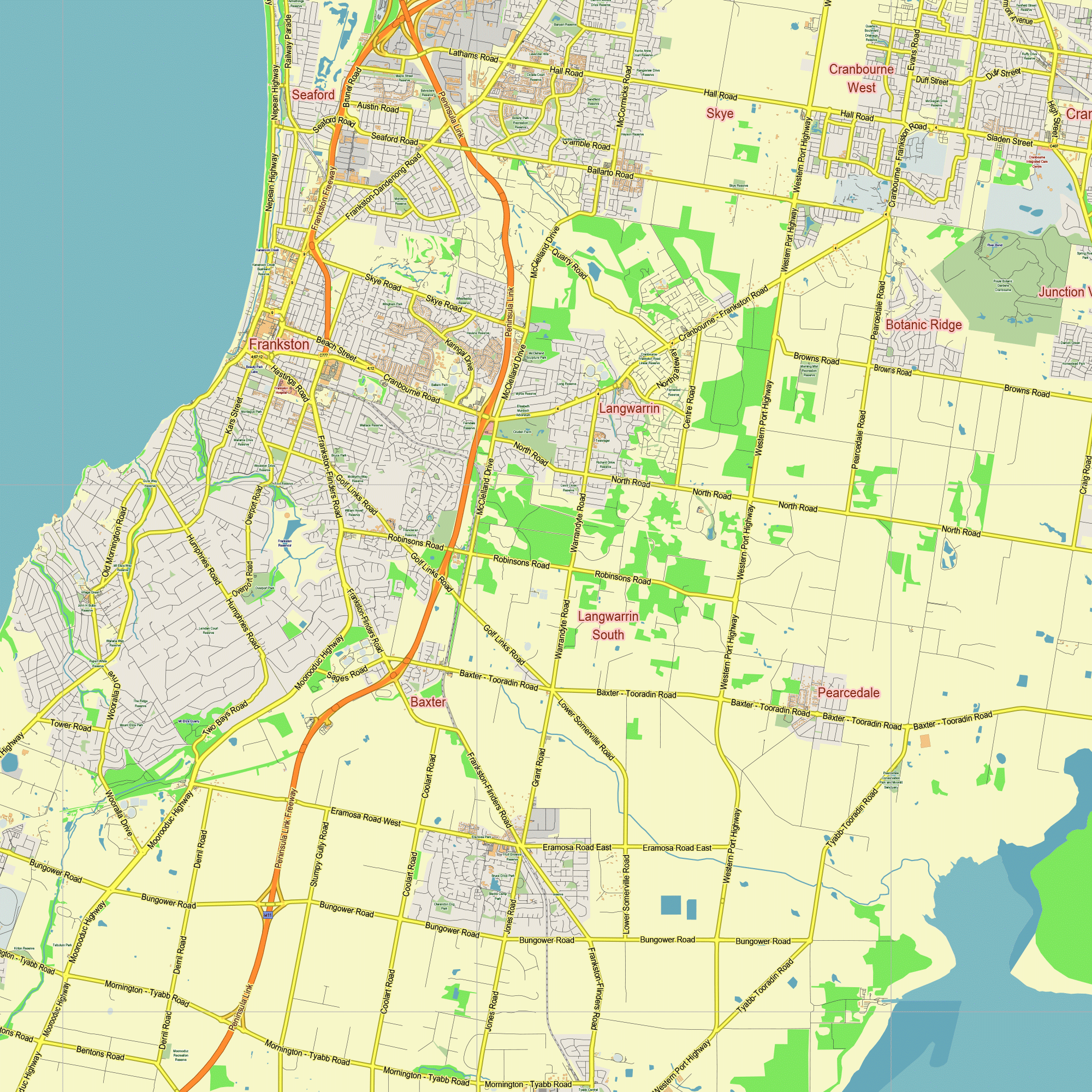 Melbourne Australia printable editable layered PDF Vector Map – Maps in ...