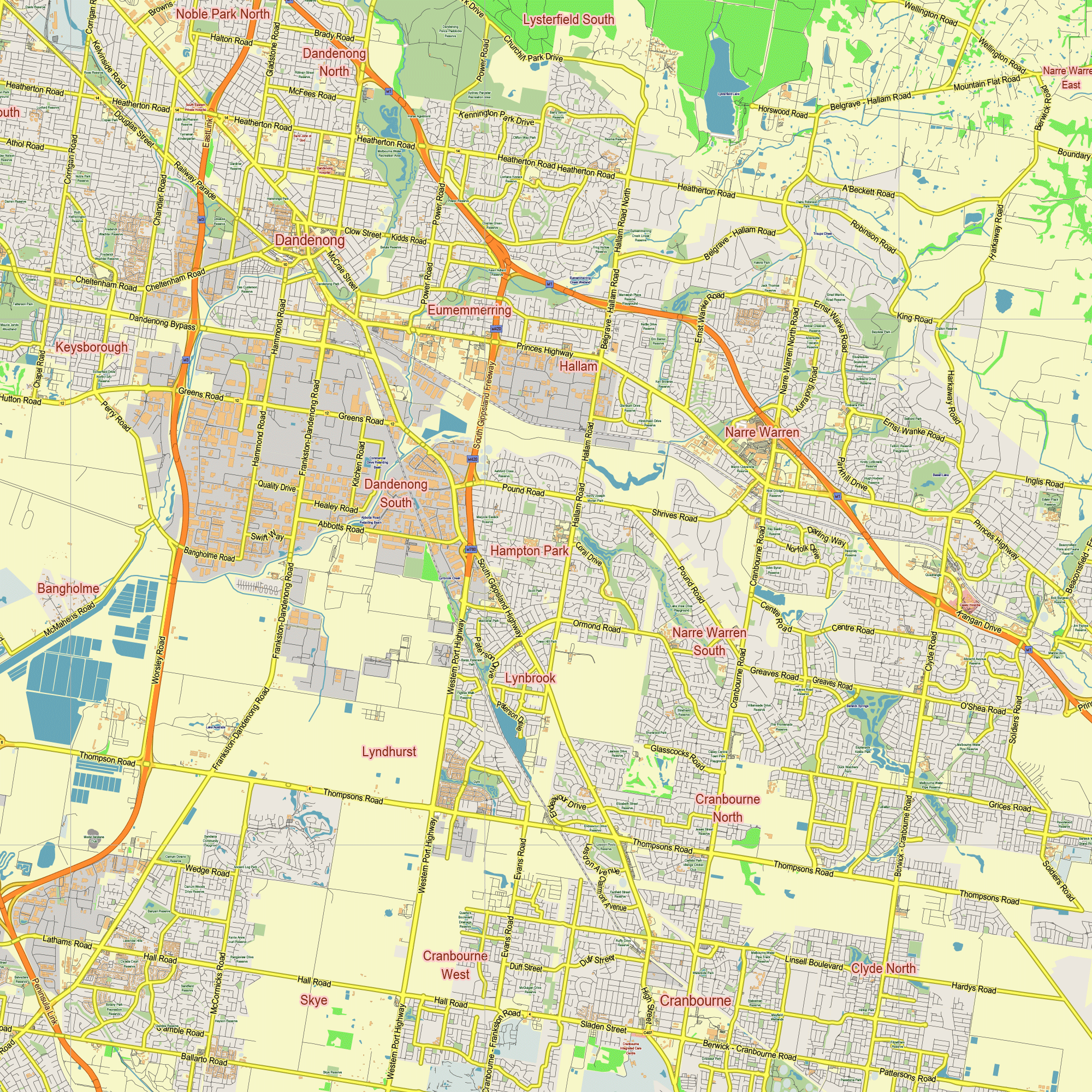 Melbourne Australia printable editable layered PDF Vector Map – Maps in ...