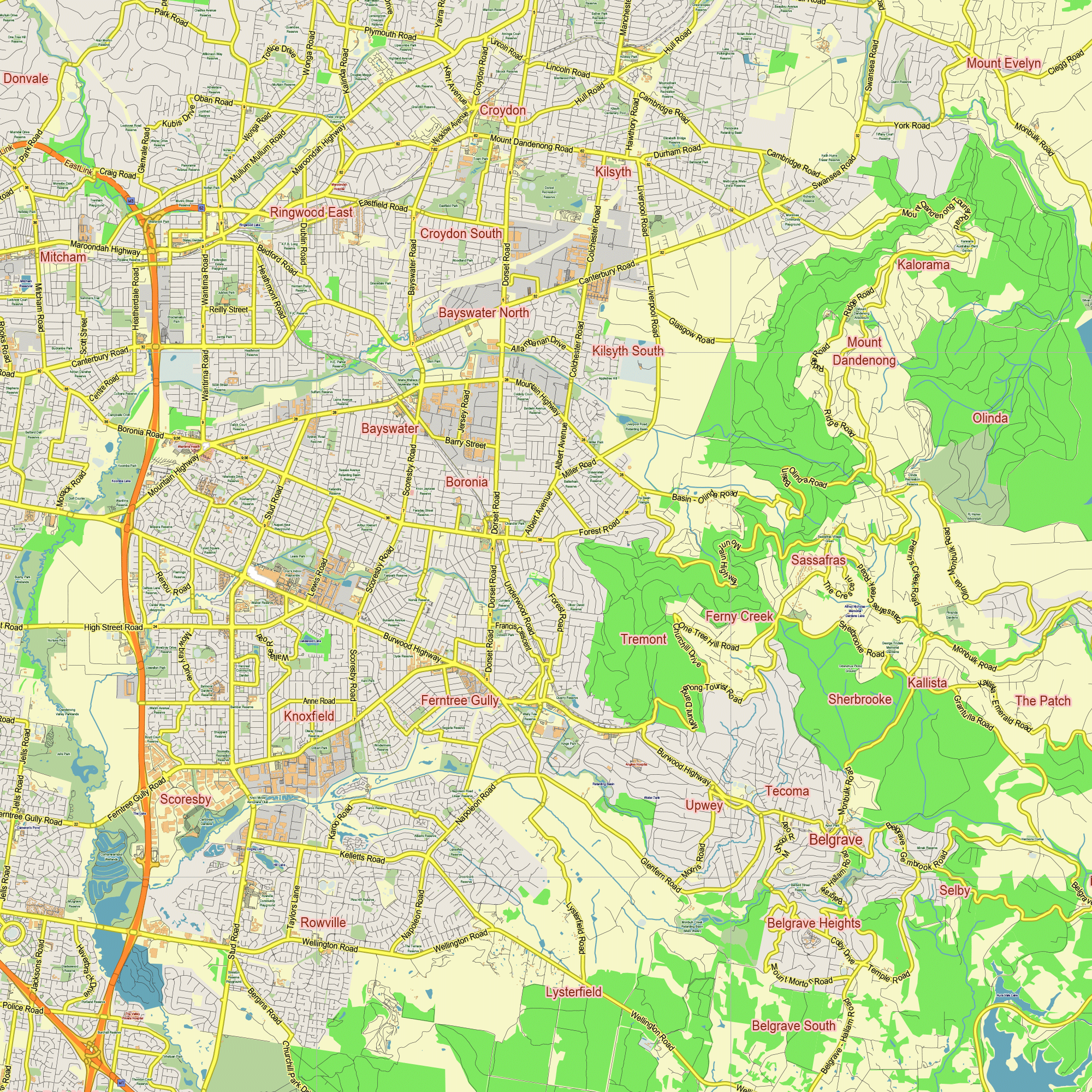 Melbourne Australia printable editable layered PDF Vector Map – Maps in ...