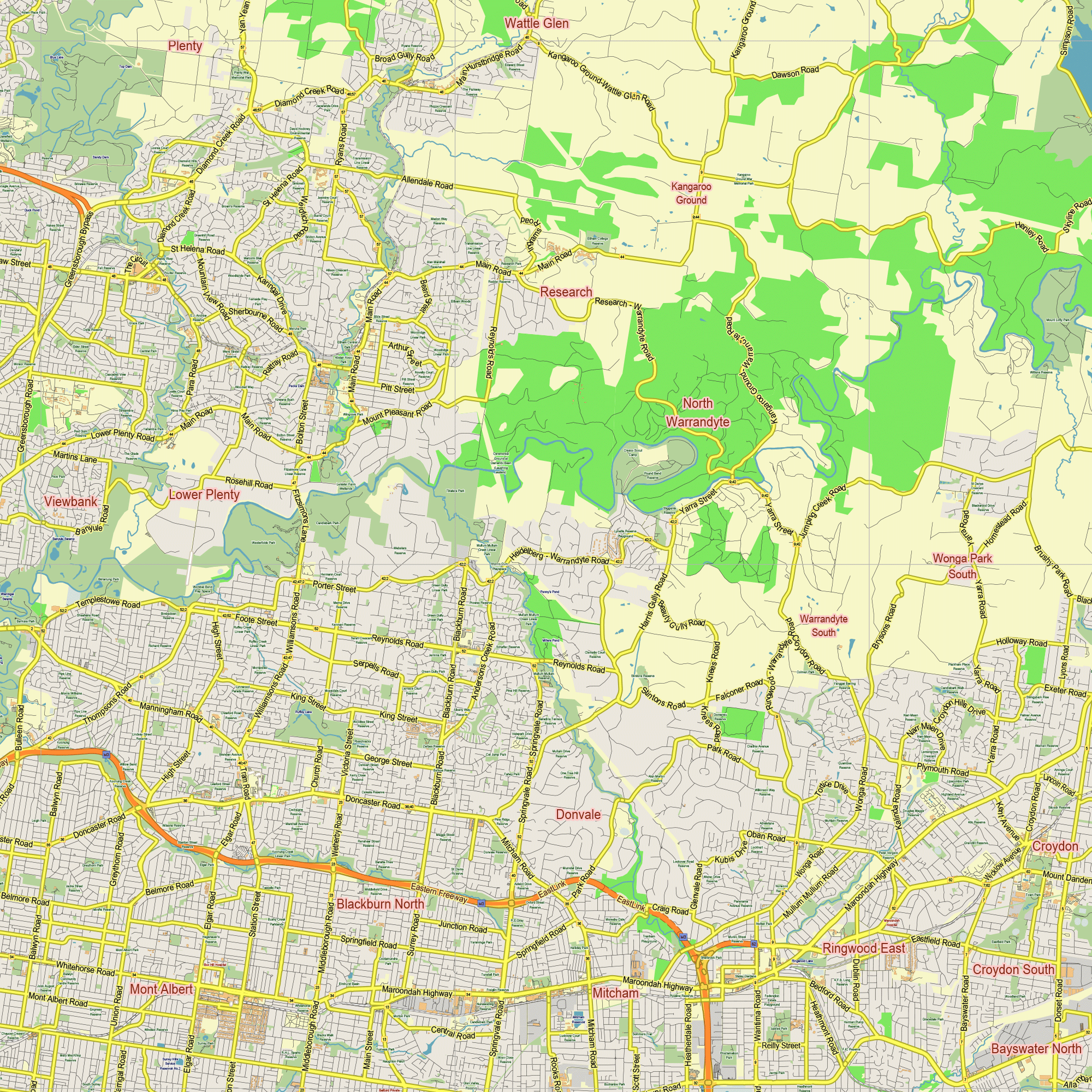 Melbourne Australia printable editable layered PDF Vector Map – Maps in ...