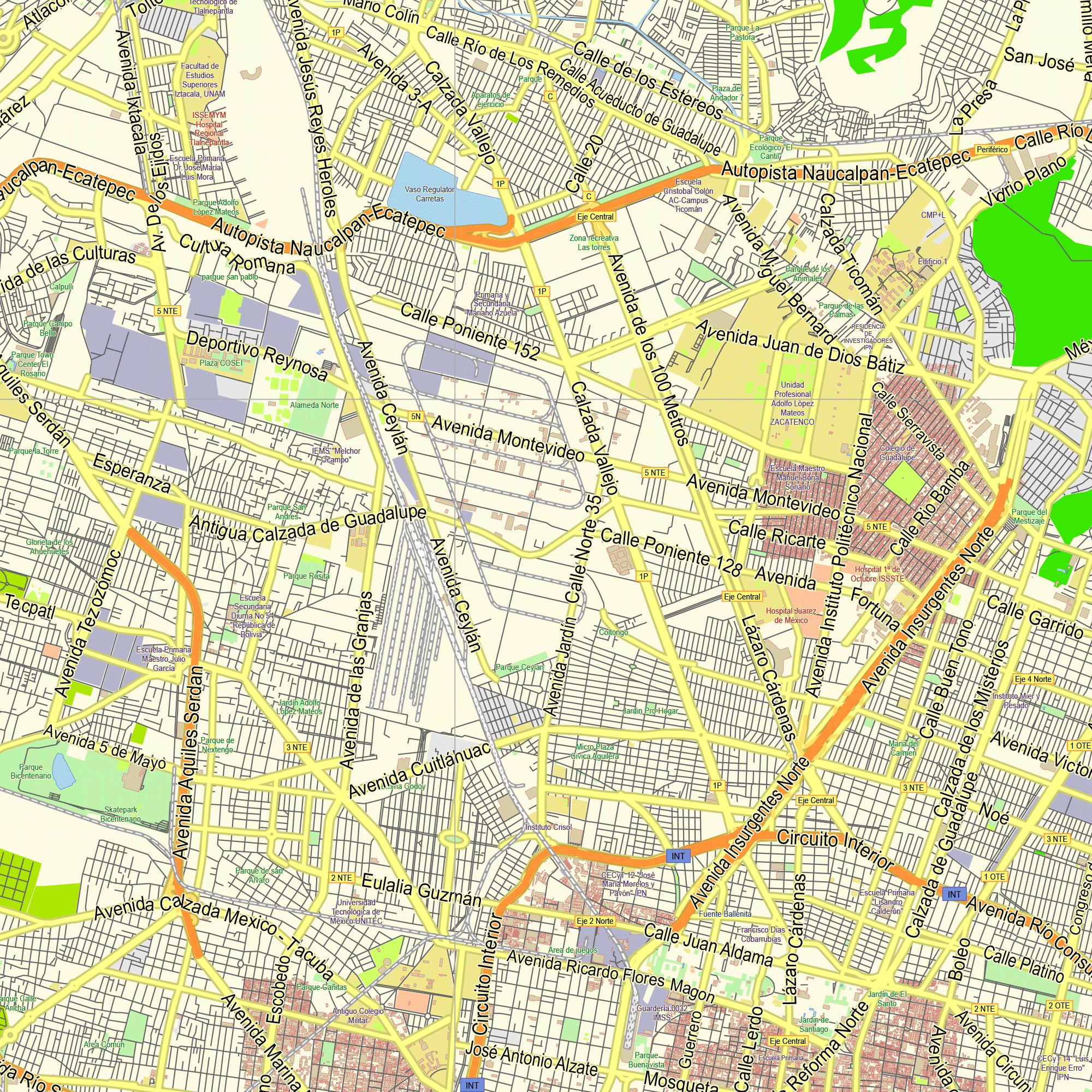 Mexico City Mexico printable editable layered PDF Vector Map – Maps in ...