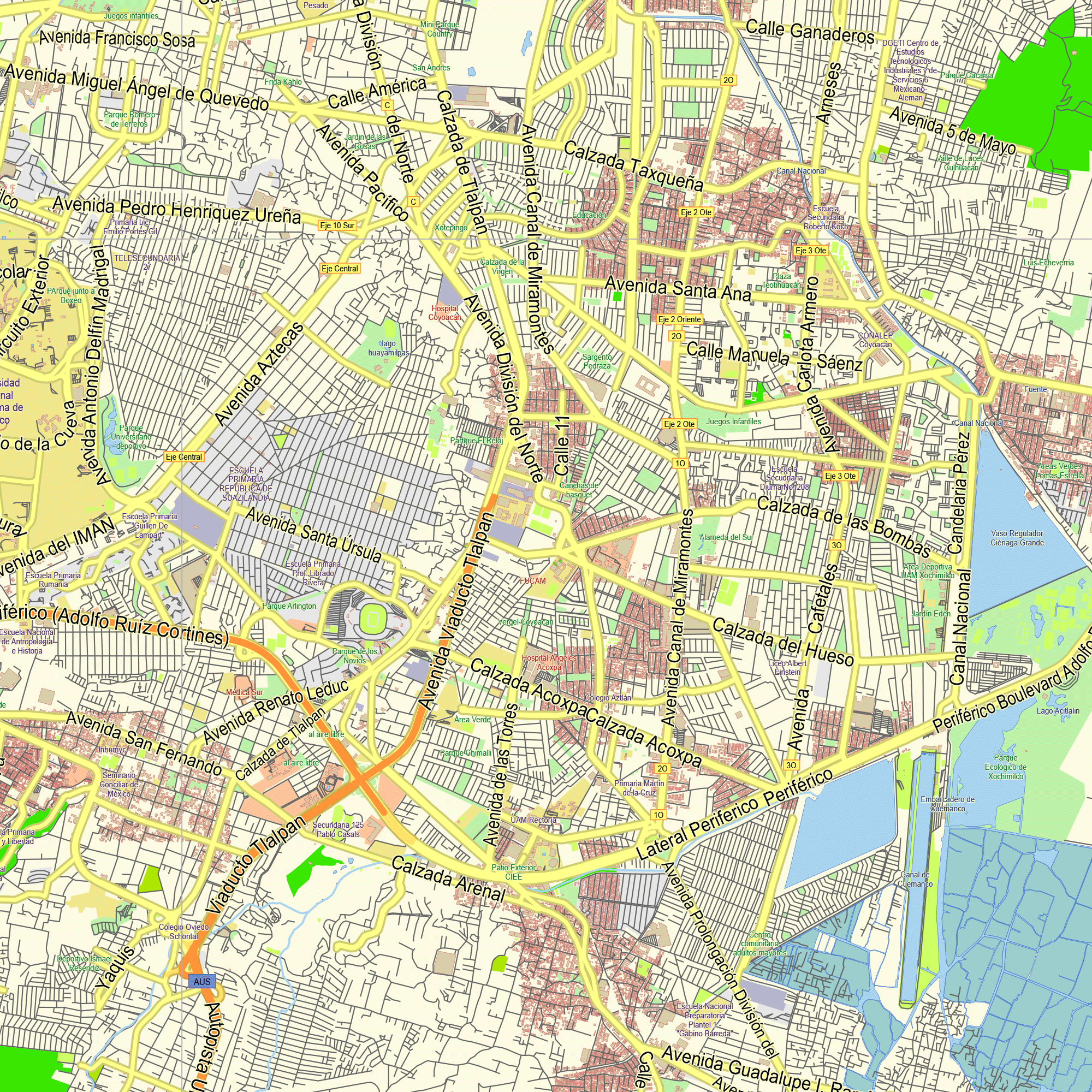Mexico City Mexico printable editable layered PDF Vector Map – Maps in ...