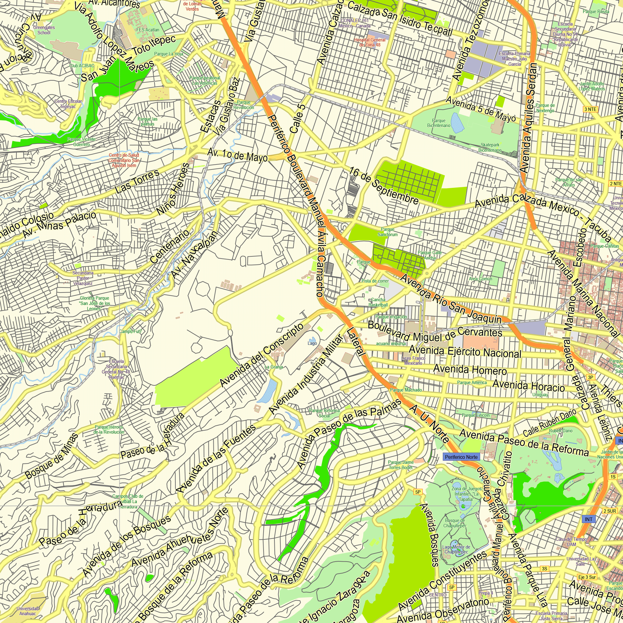 Mexico City Mexico printable editable layered PDF Vector Map – Maps in ...