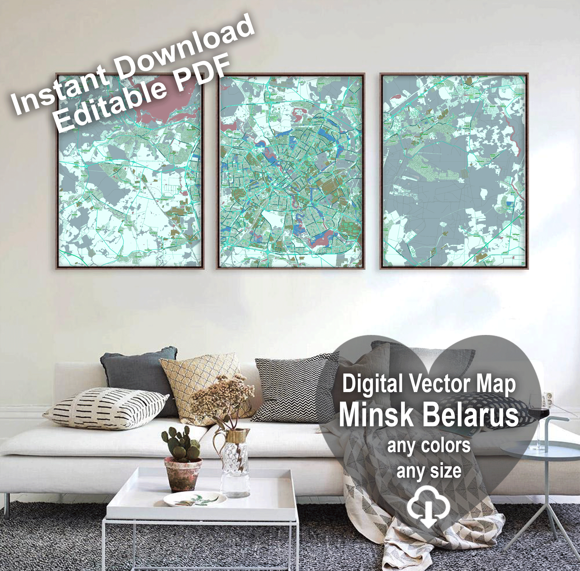 Minsk Belarus Editable Layered Pdf Vector Map