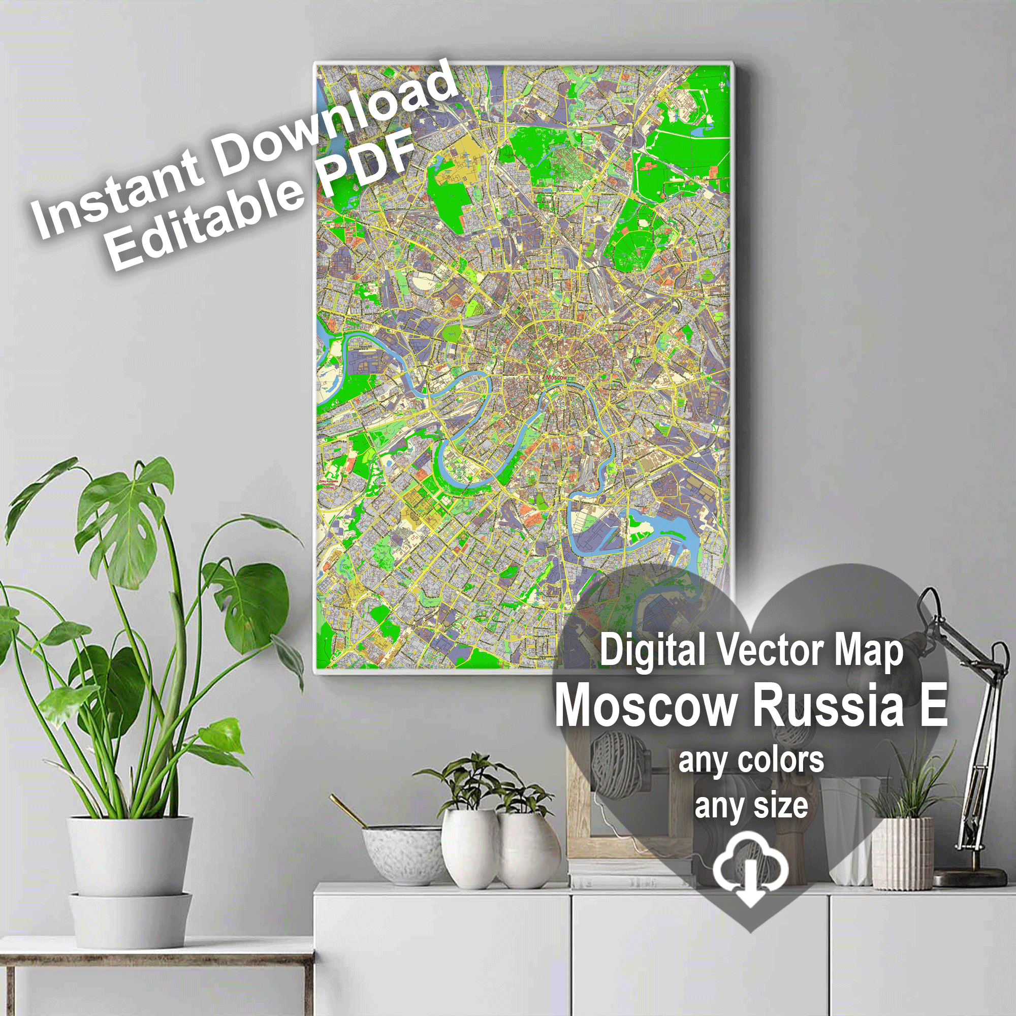 Moscow Russia (English) editable layered PDF Vector Map https ...