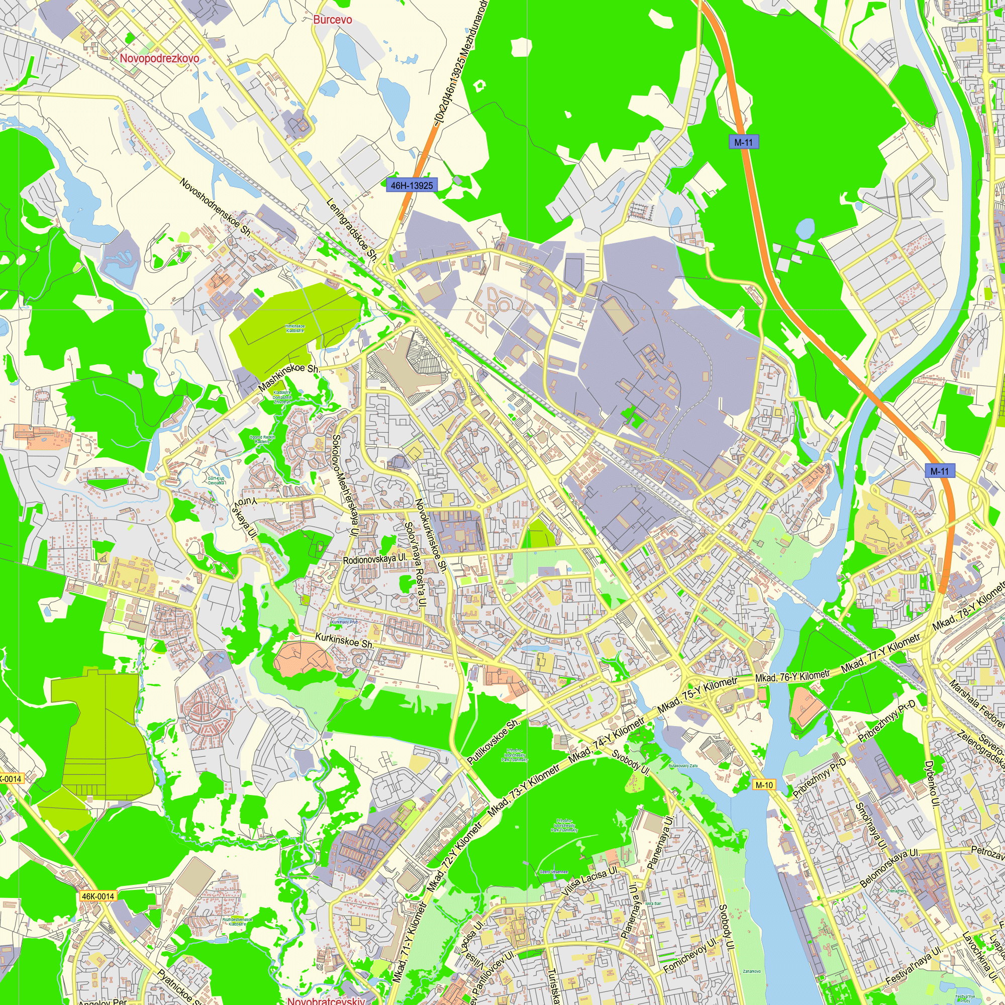 Moscow Russia (English) editable layered PDF Vector Map – Maps in ...