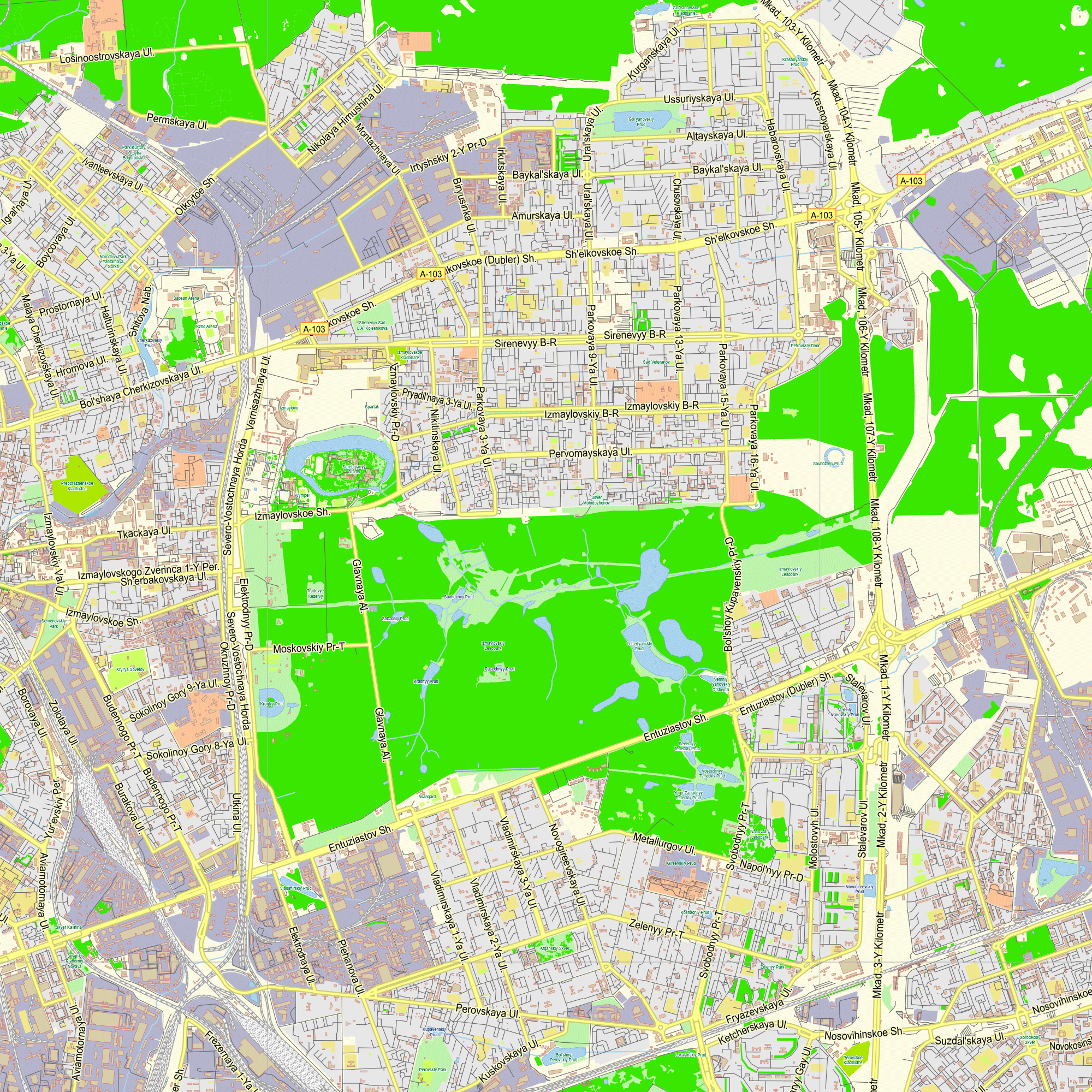 Moscow Russia (English) editable layered PDF Vector Map – Maps in ...