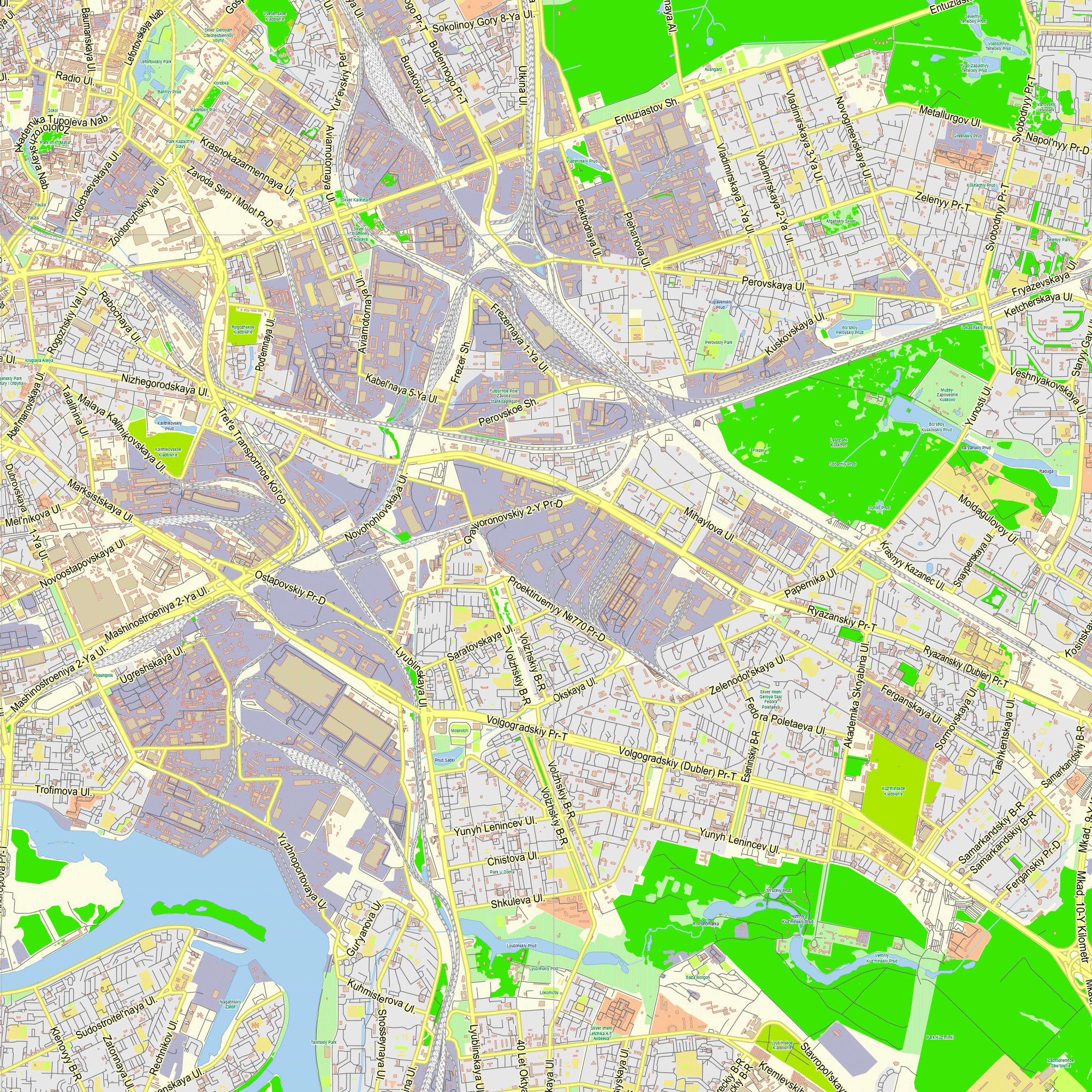 Moscow Russia (English) editable layered PDF Vector Map – Maps in ...