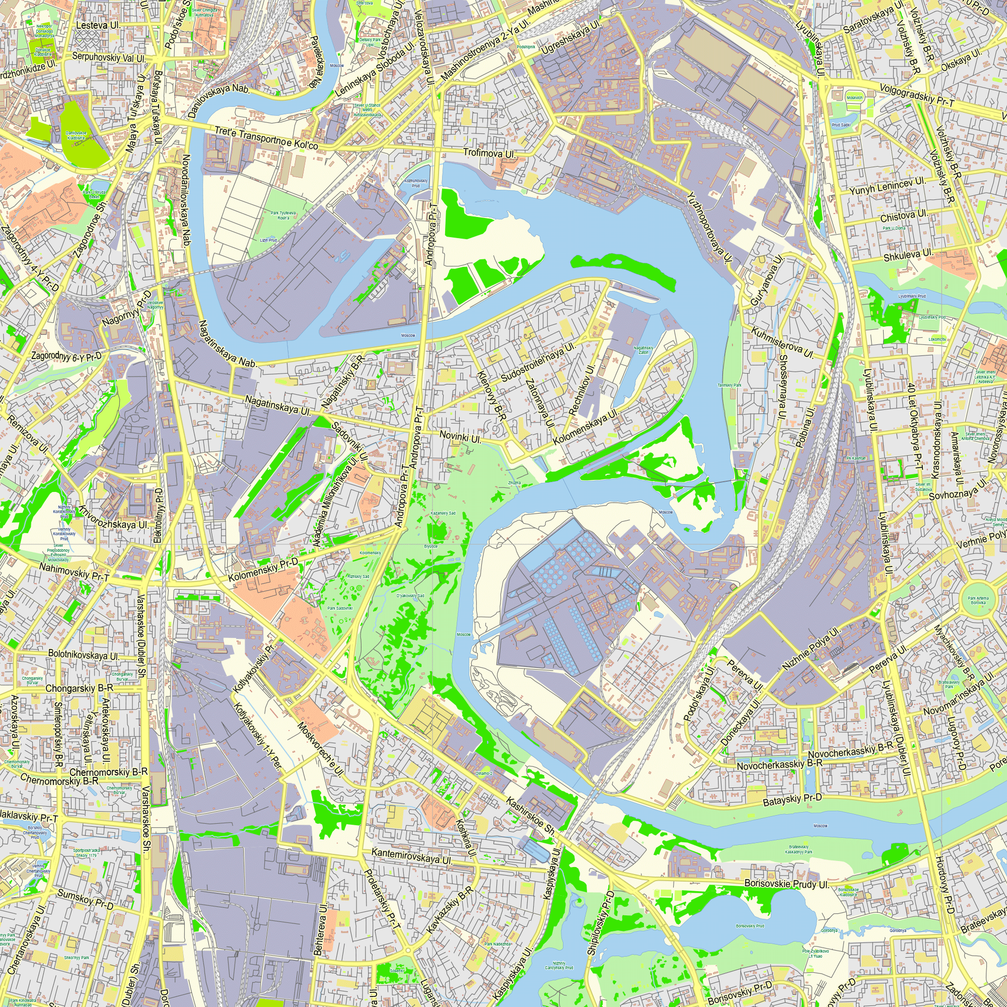 Moscow Russia (English) editable layered PDF Vector Map – Maps in ...