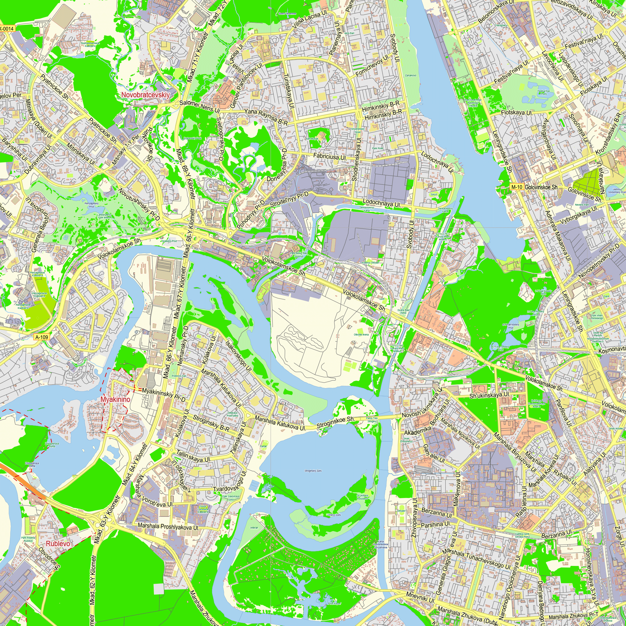 Moscow Russia (English) editable layered PDF Vector Map – Maps in ...
