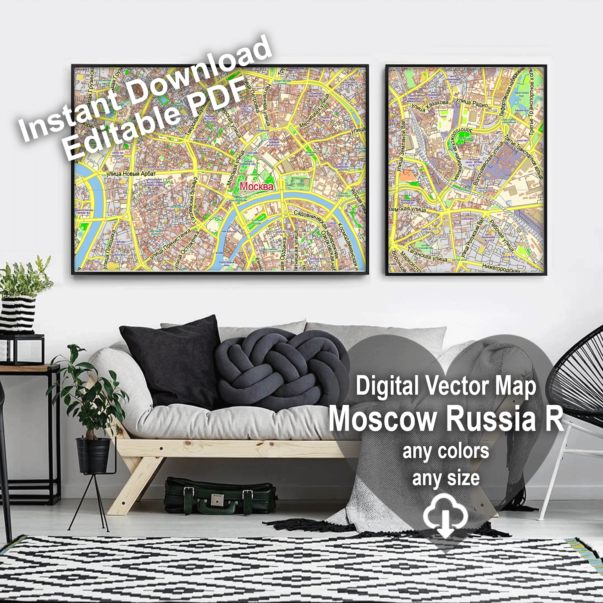 Moscow Russia (Russian) editable layered PDF Vector Map https ...