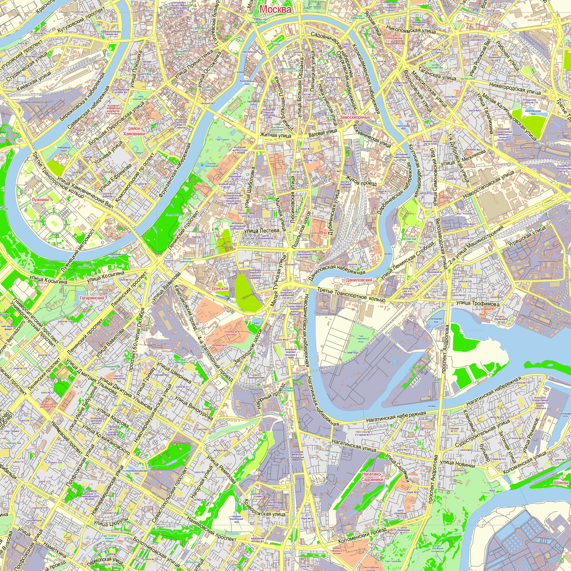 Moscow Russia (Russian) editable layered PDF Vector Map – Maps in ...