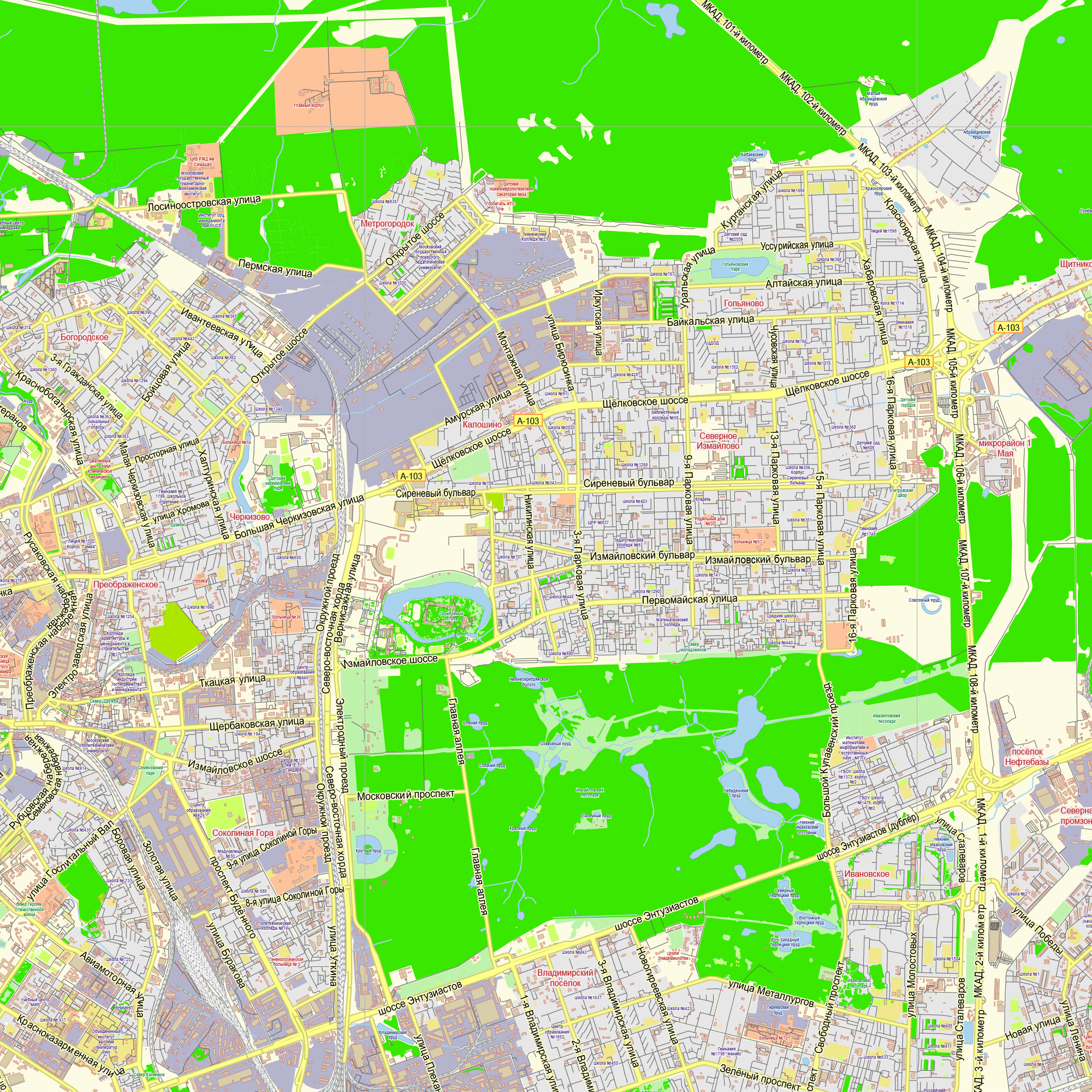 Moscow Russia (Russian) editable layered PDF Vector Map – Maps in ...