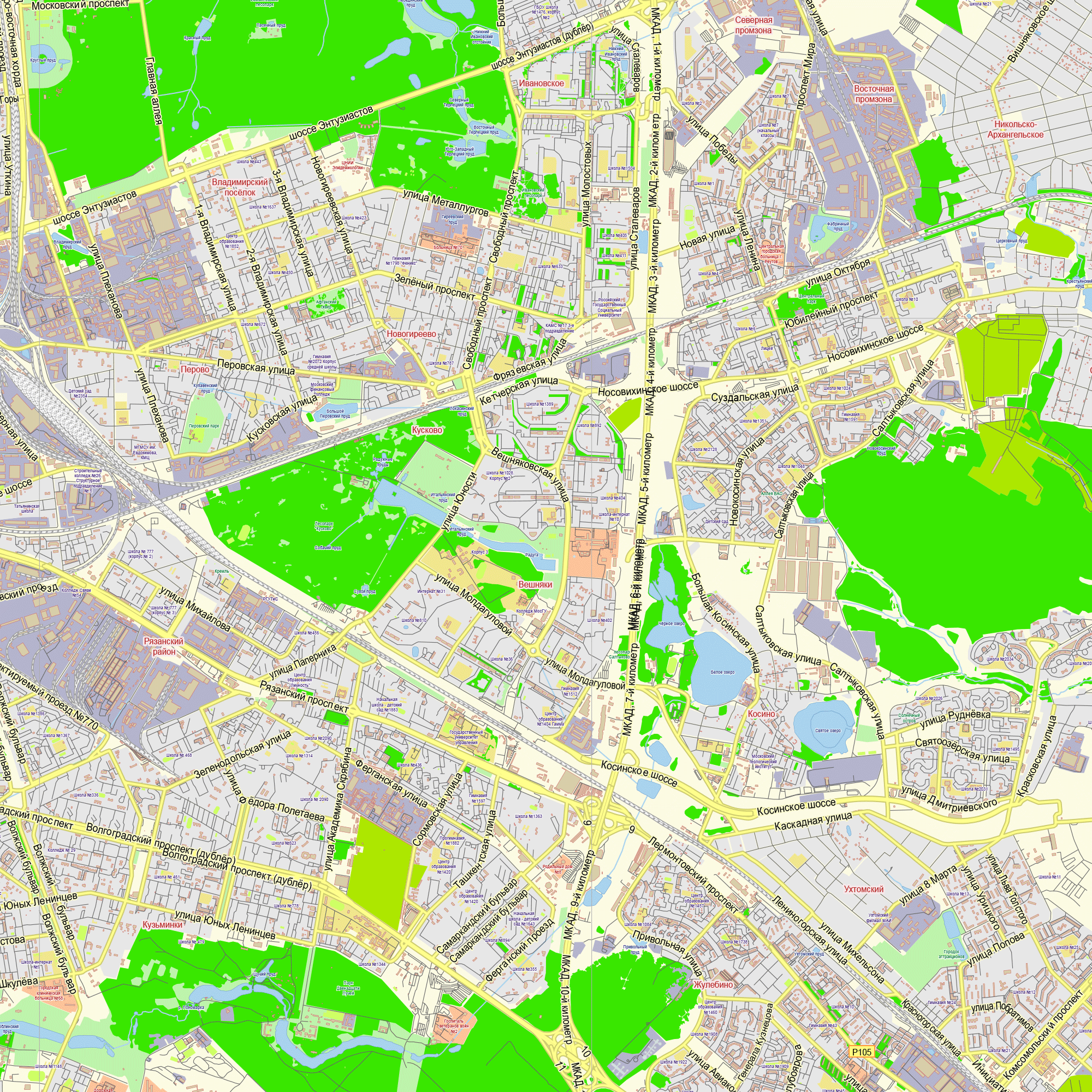 Moscow Russia (Russian) editable layered PDF Vector Map – Maps in ...