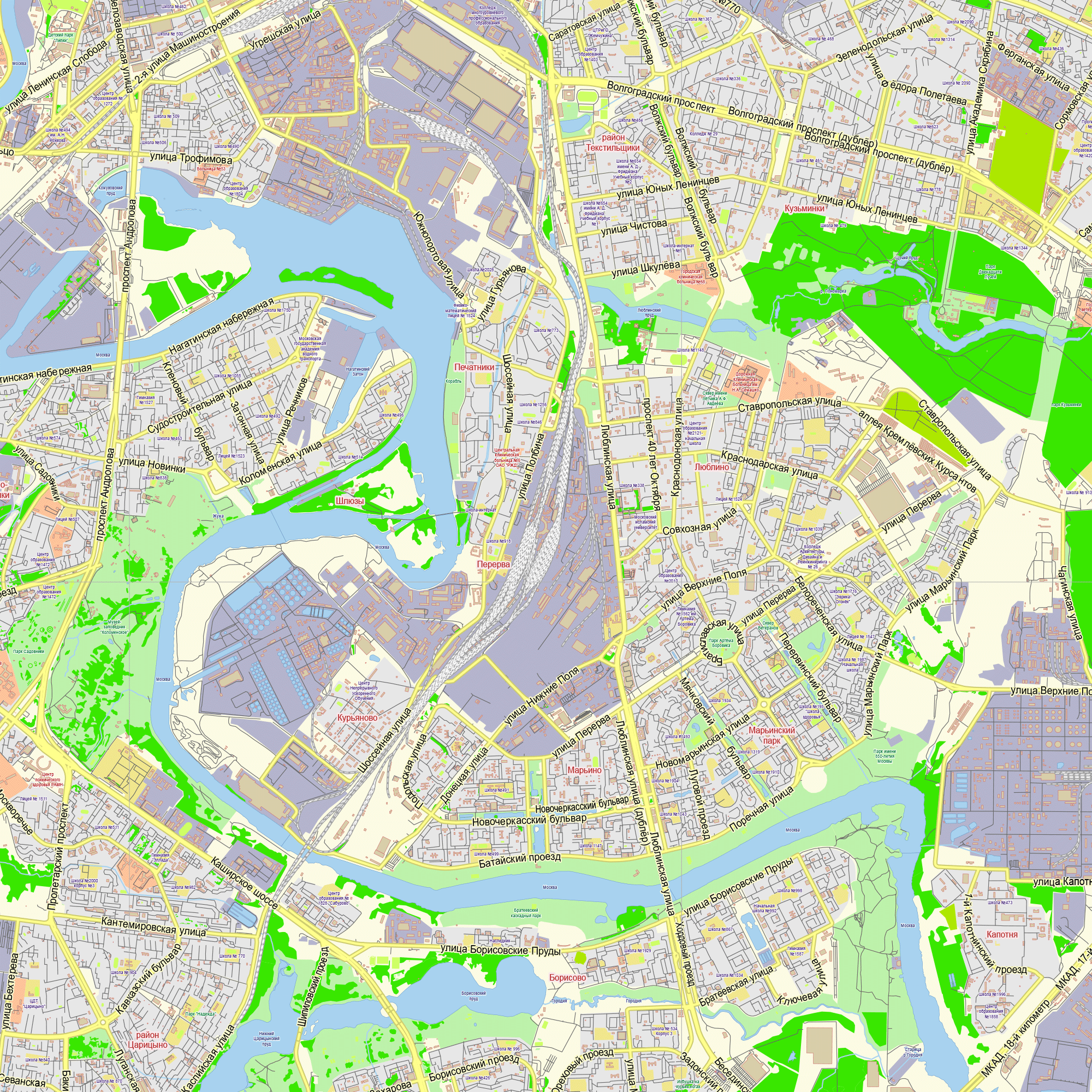 Moscow Russia (Russian) editable layered PDF Vector Map – Maps in ...