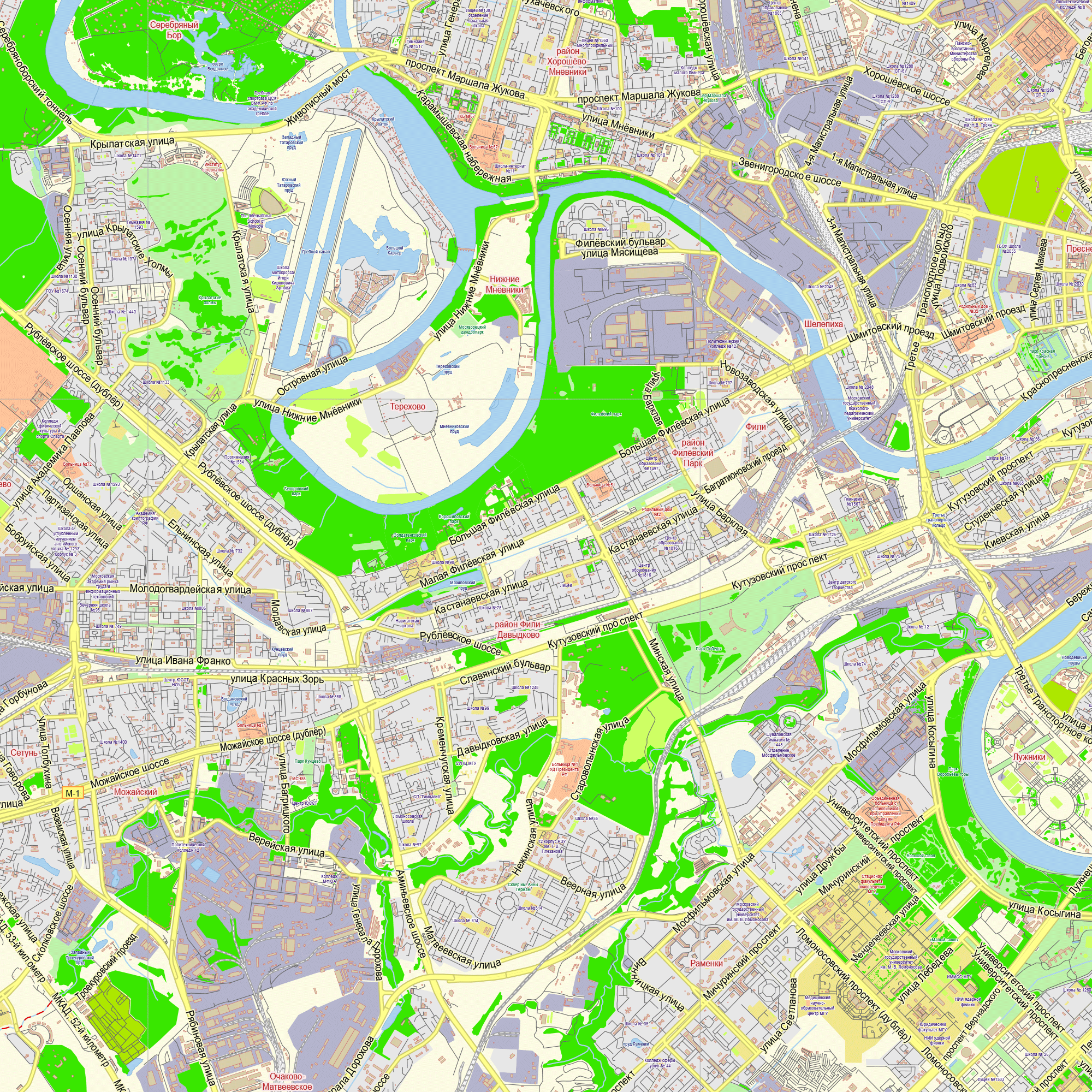 Moscow Russia (Russian) editable layered PDF Vector Map – Maps in ...