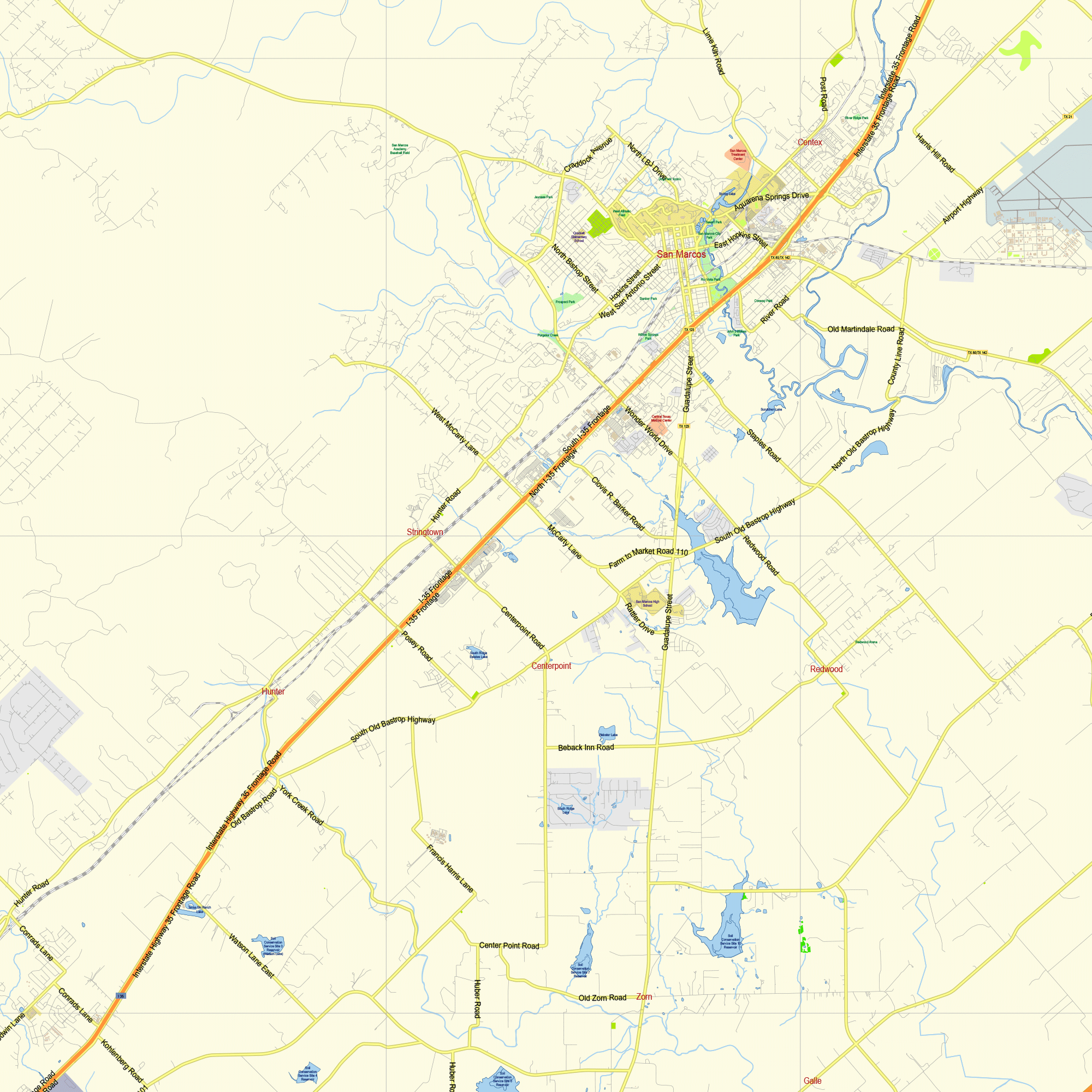 New Braunfels Texas US editable layered PDF Vector Map – Maps in Vector ...