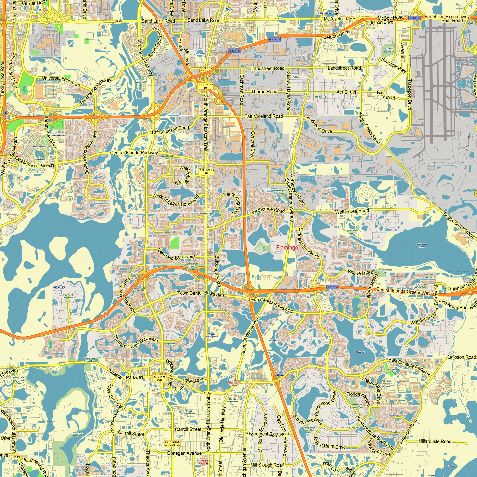 Orlando Florida US editable layered PDF Vector Map – Maps in Vector ...