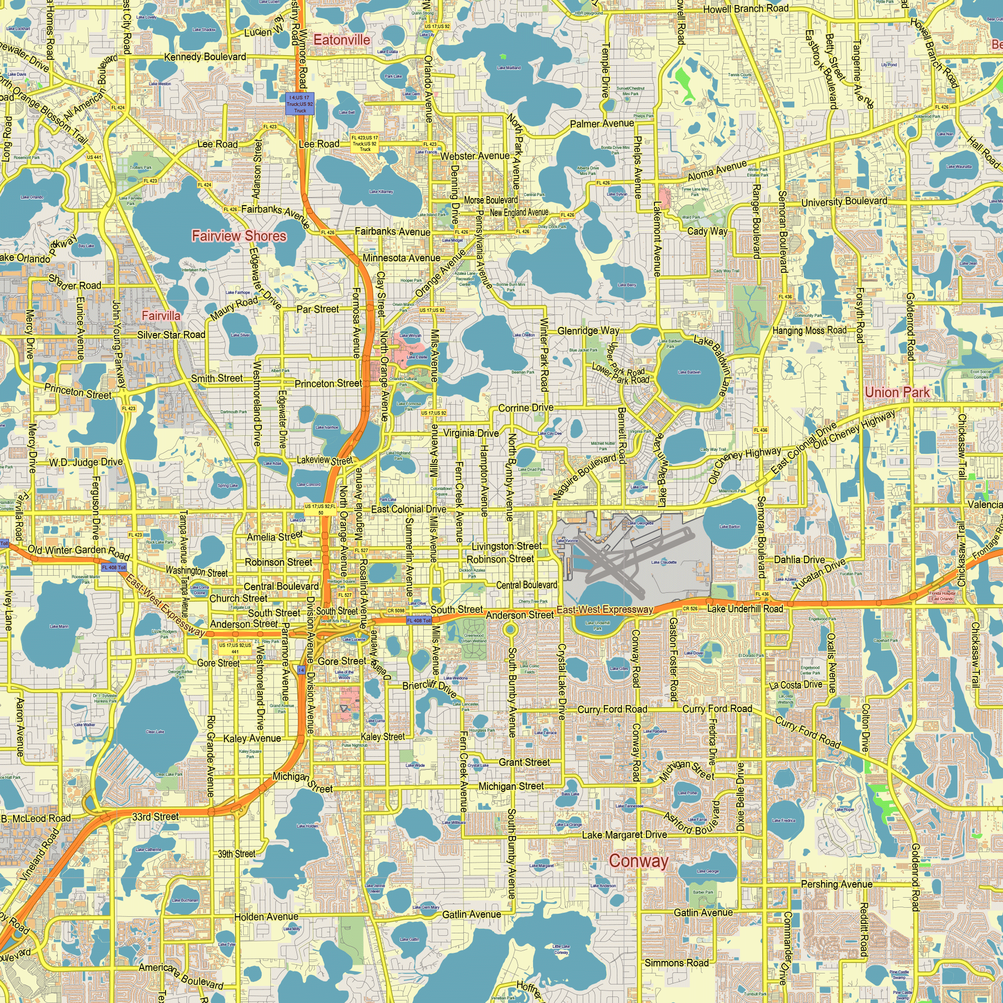 Orlando Florida US editable layered PDF Vector Map – Maps in Vector ...