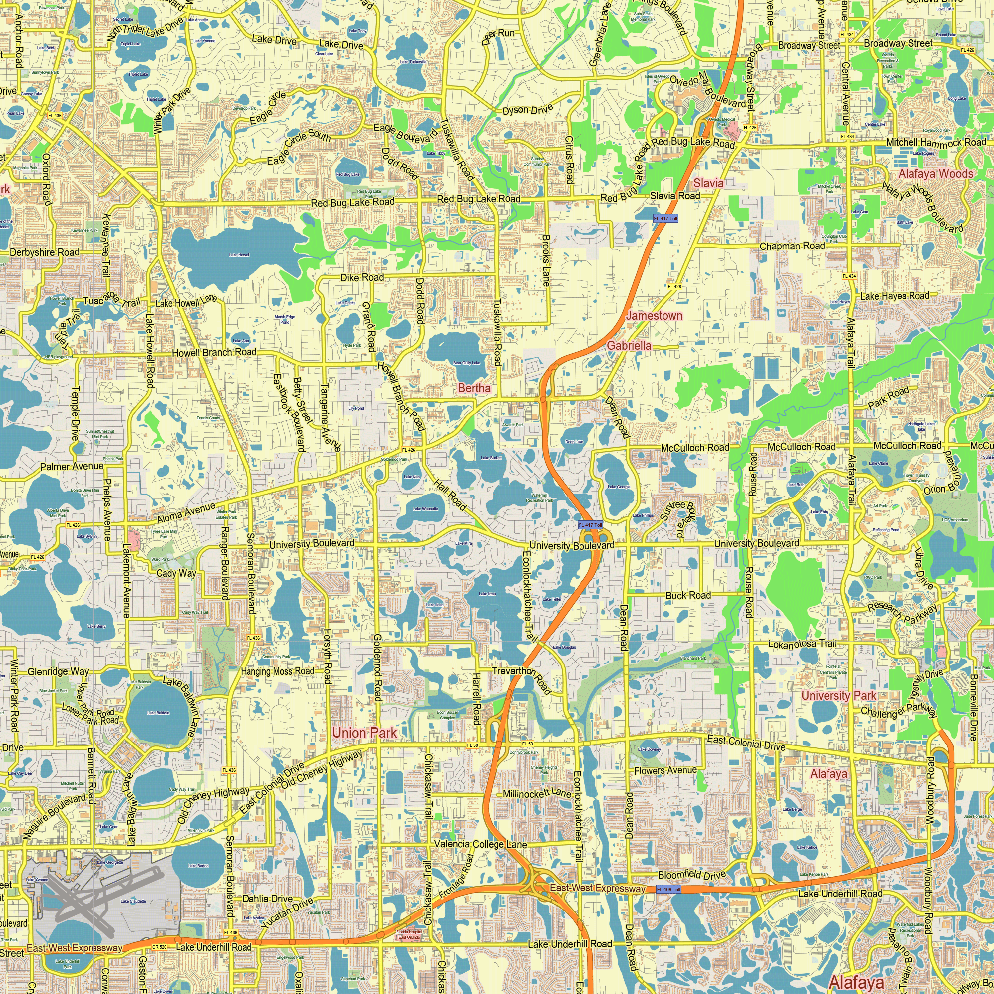 Orlando Florida US editable layered PDF Vector Map – Maps in Vector ...