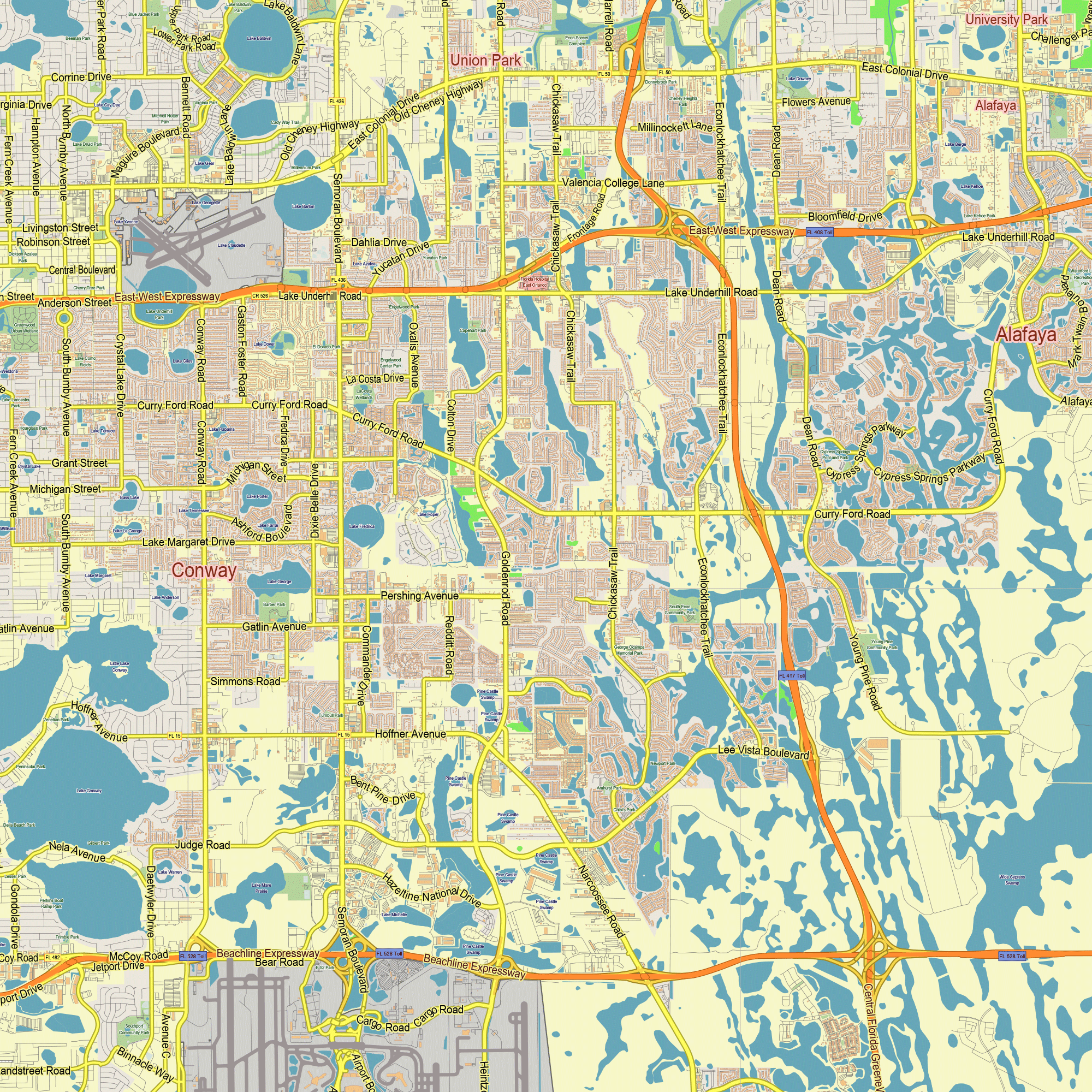 Orlando Florida US editable layered PDF Vector Map – Maps in Vector ...