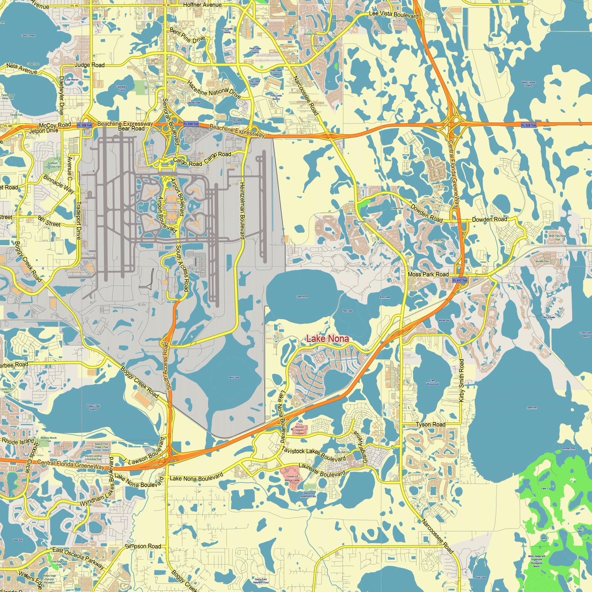Orlando Florida US editable layered PDF Vector Map – Maps in Vector ...