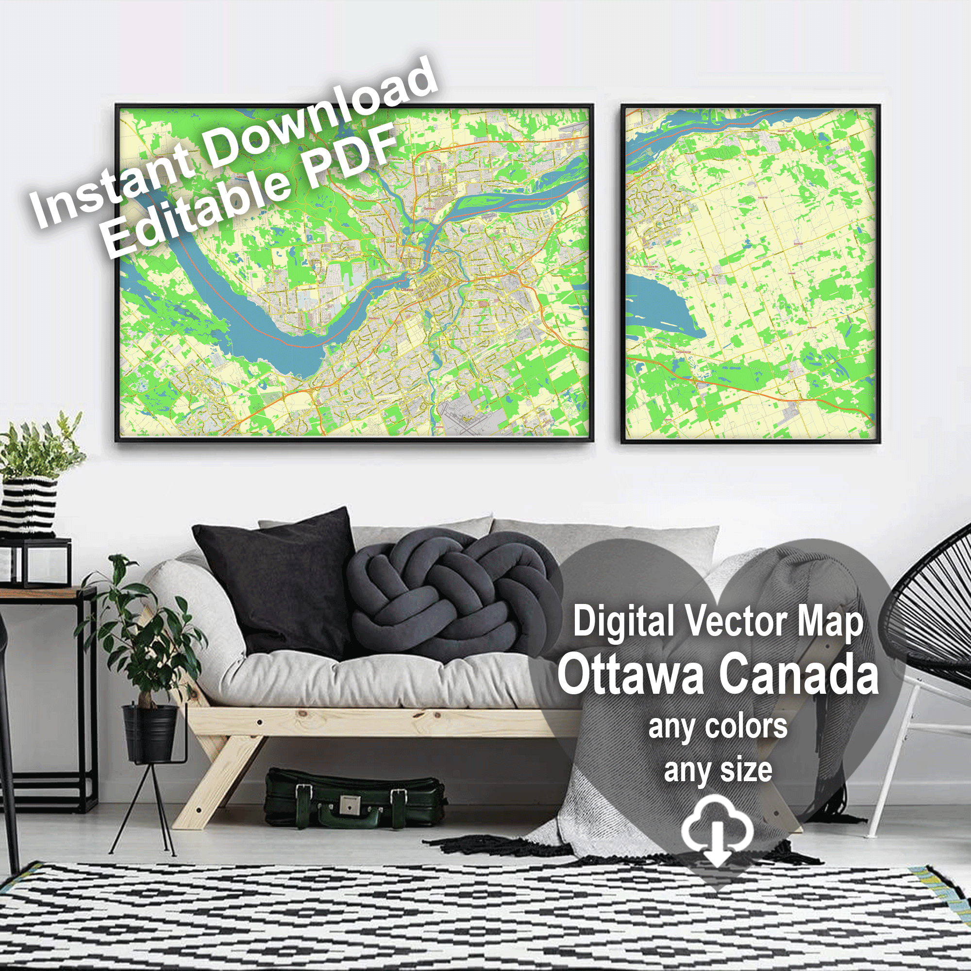 Ottawa Canada editable layered PDF Vector Map
