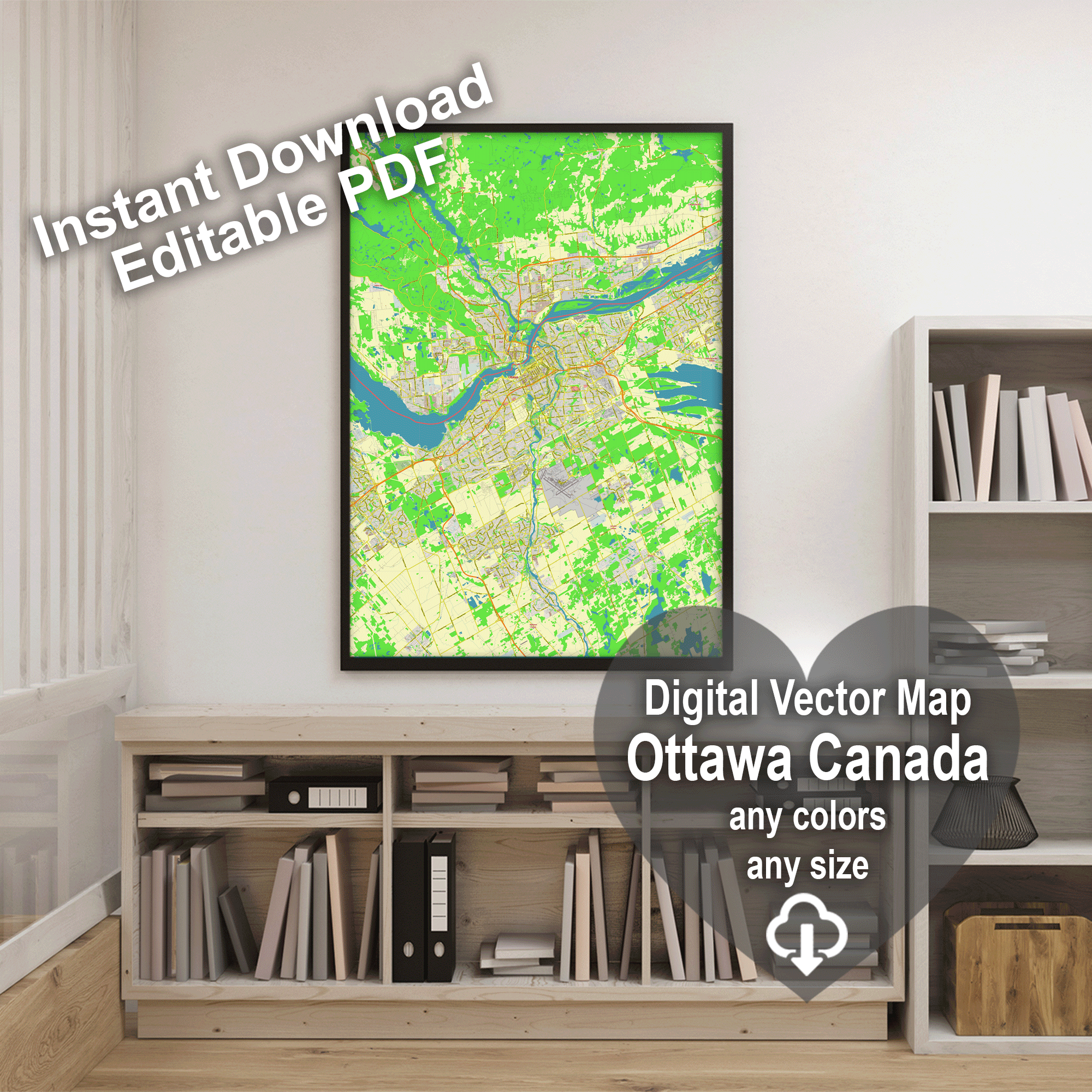 Ottawa Canada editable layered PDF Vector Map – Maps in Vector ...