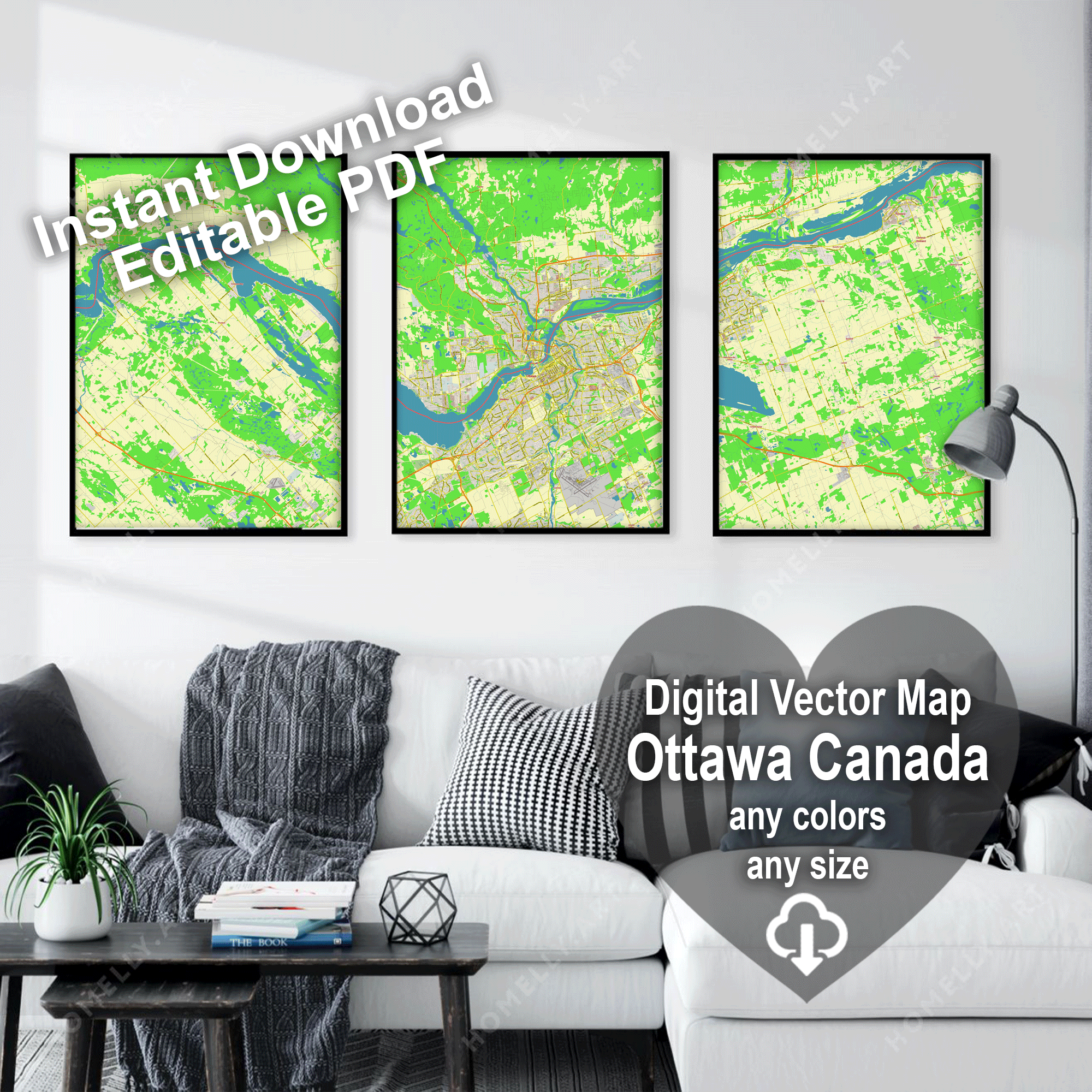 Ottawa Canada editable layered PDF Vector Map – Maps in Vector ...