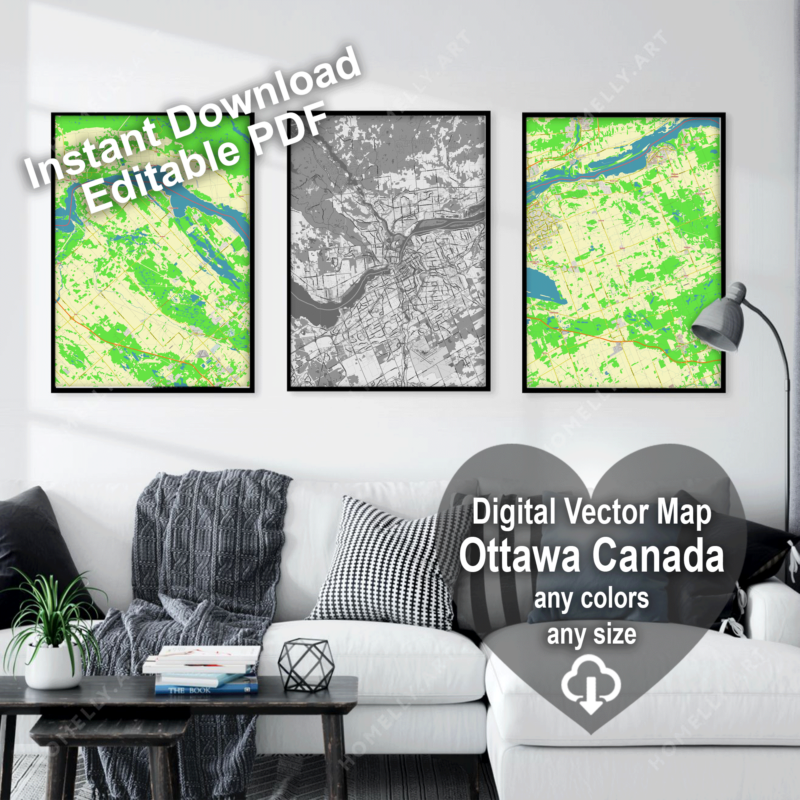 Ottawa Canada editable layered PDF Vector Map – Maps in Vector ...