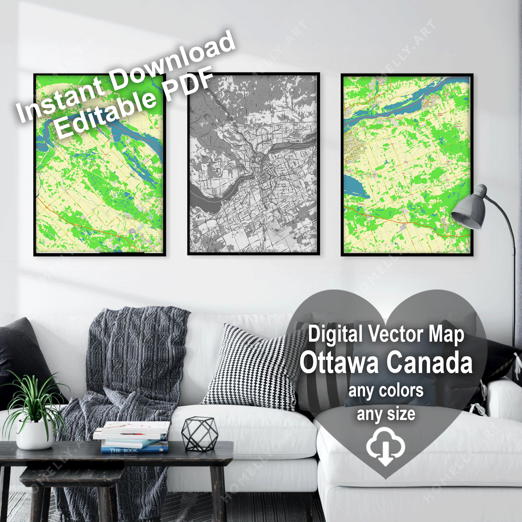 Ottawa Canada editable layered PDF Vector Map – Maps in Vector ...