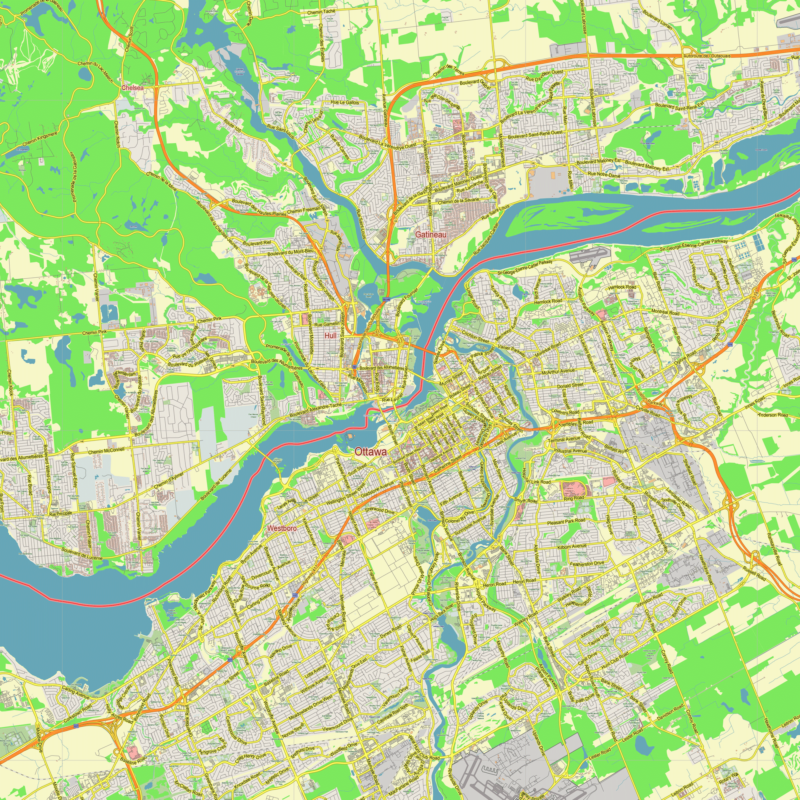 Ottawa Canada editable layered PDF Vector Map – Maps in Vector ...